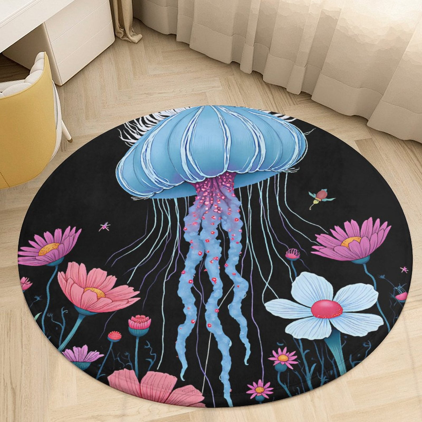 Turtle, Colorful Coral And Fish, Jellyfish Round Area Rugs for Bedroom ...