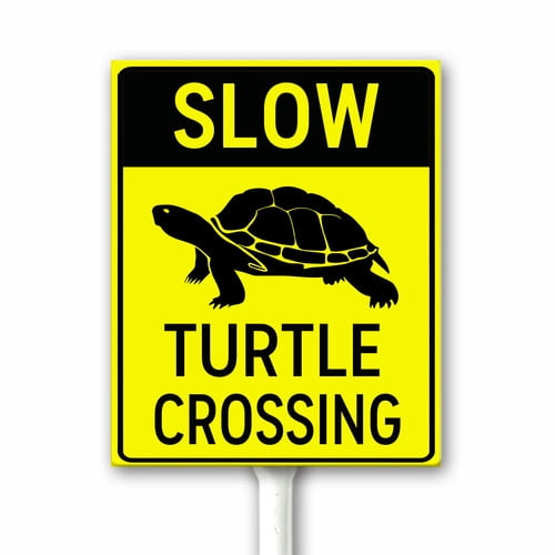 Turtle Crossing Aluminum Yard Sign With Stake, Funny Slow Down Sign For ...