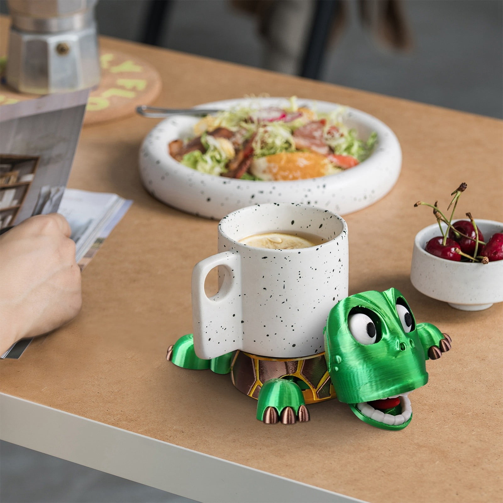 Turtle Cup Holder with Funny Face, 3D Printed Coaster Lifts Limbs When ...