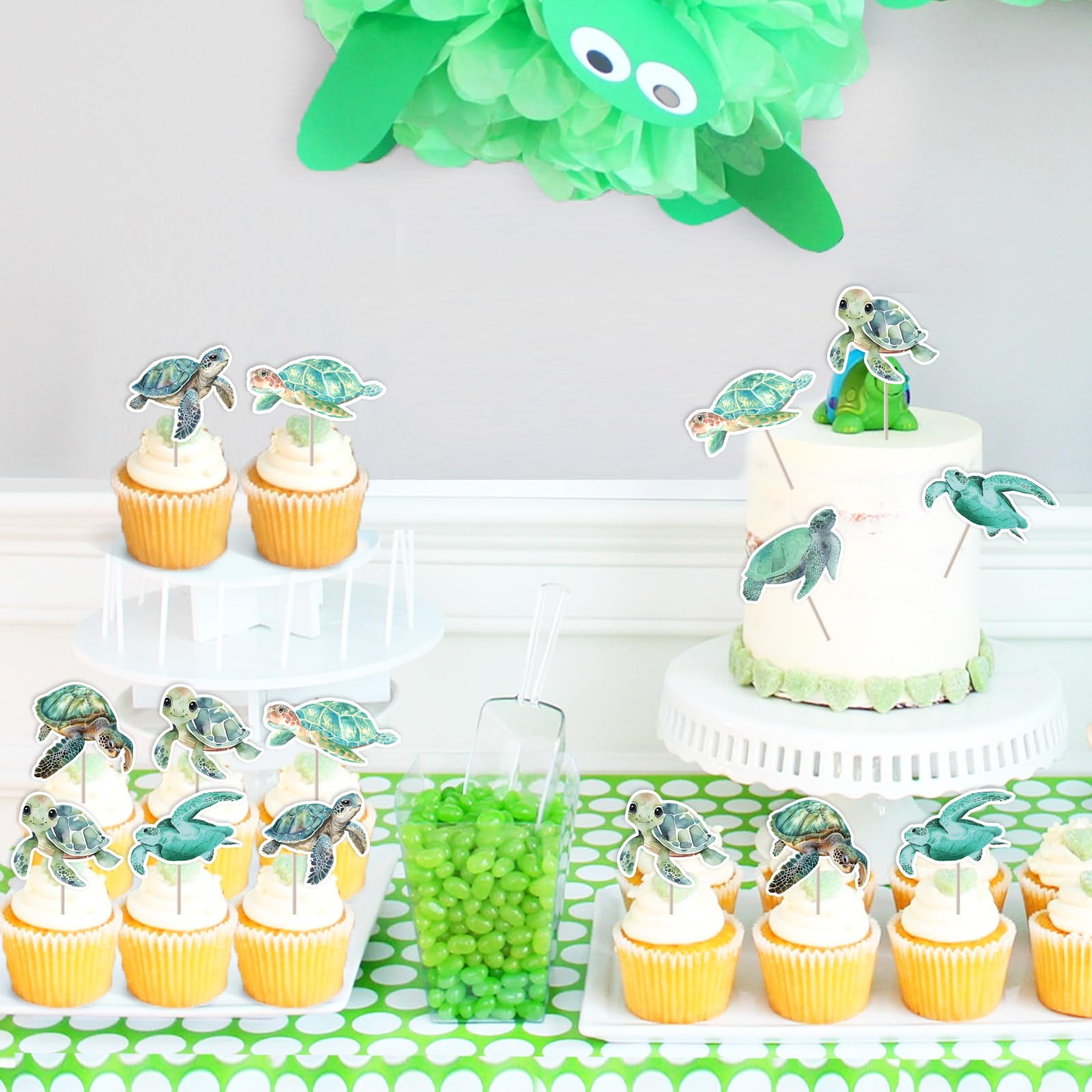 Turtle Cupcake Toppers AJH3 24PCS Sea Turtle Birthday Decorations Under ...