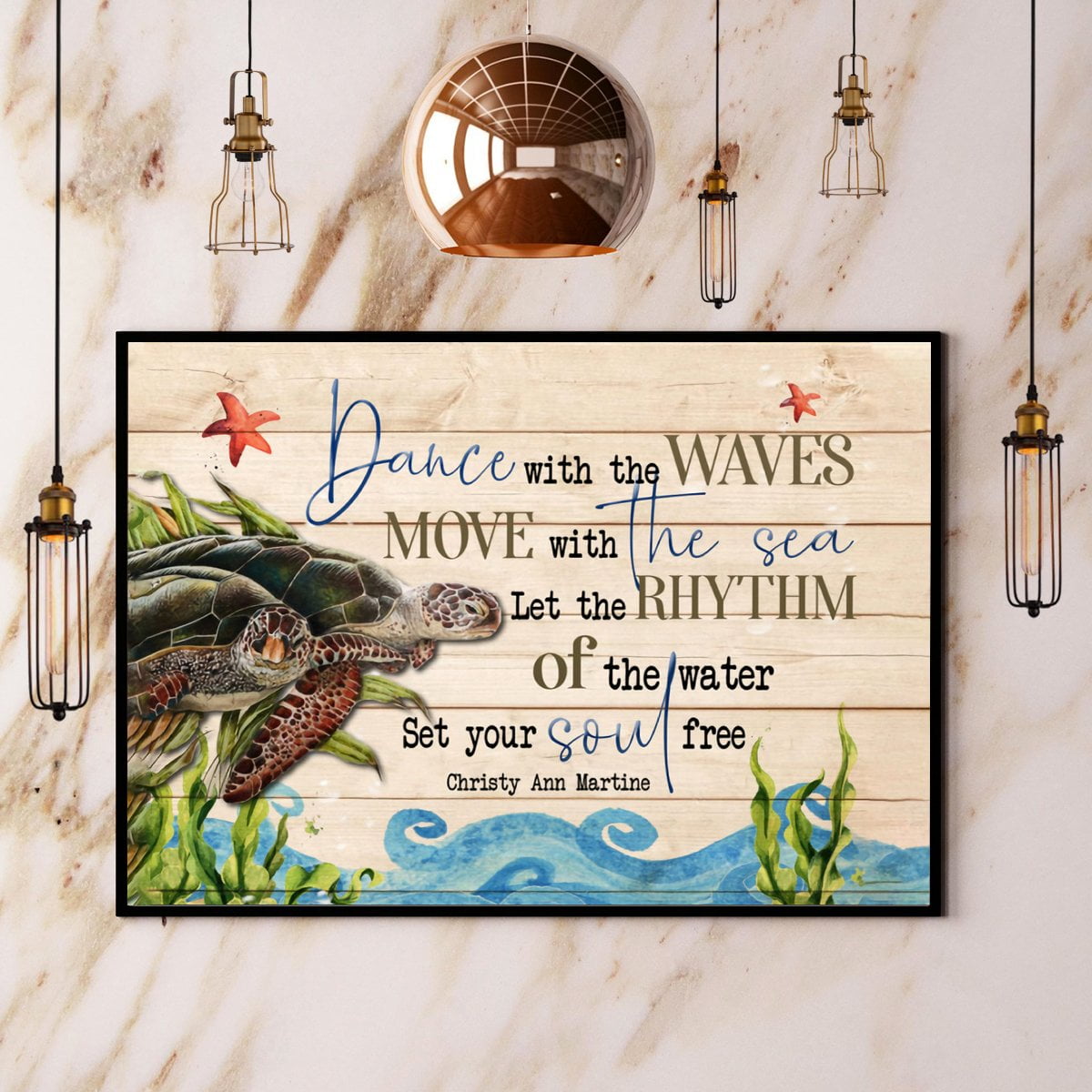 Turtle Dance With The Waves Move With The Sea Paper Poster No Frame ...