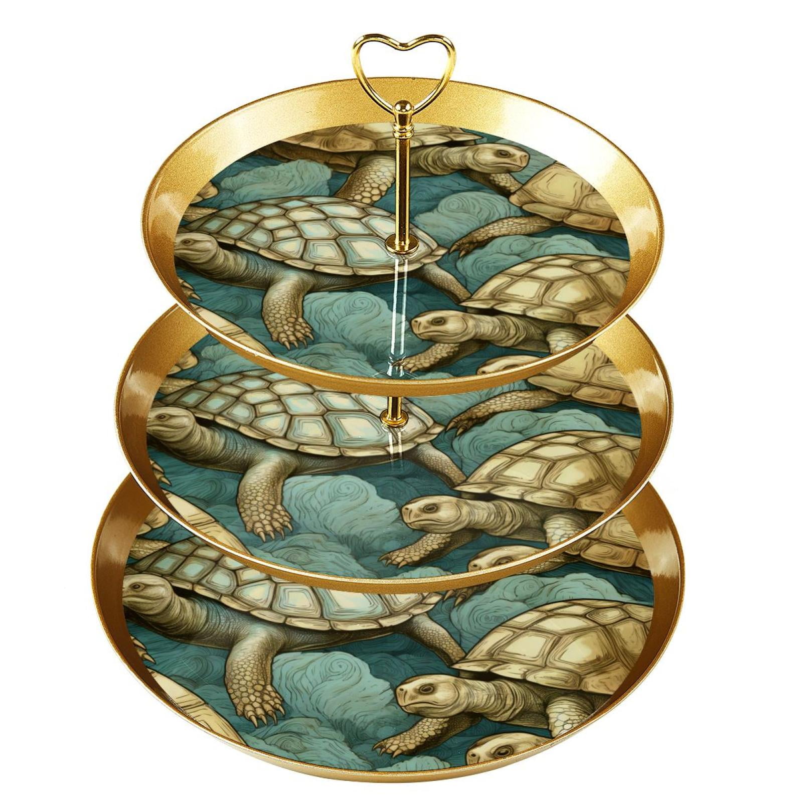 Turtle Decorative Dessert Table Plastic Tray with Iron Pillars - 32cm ...