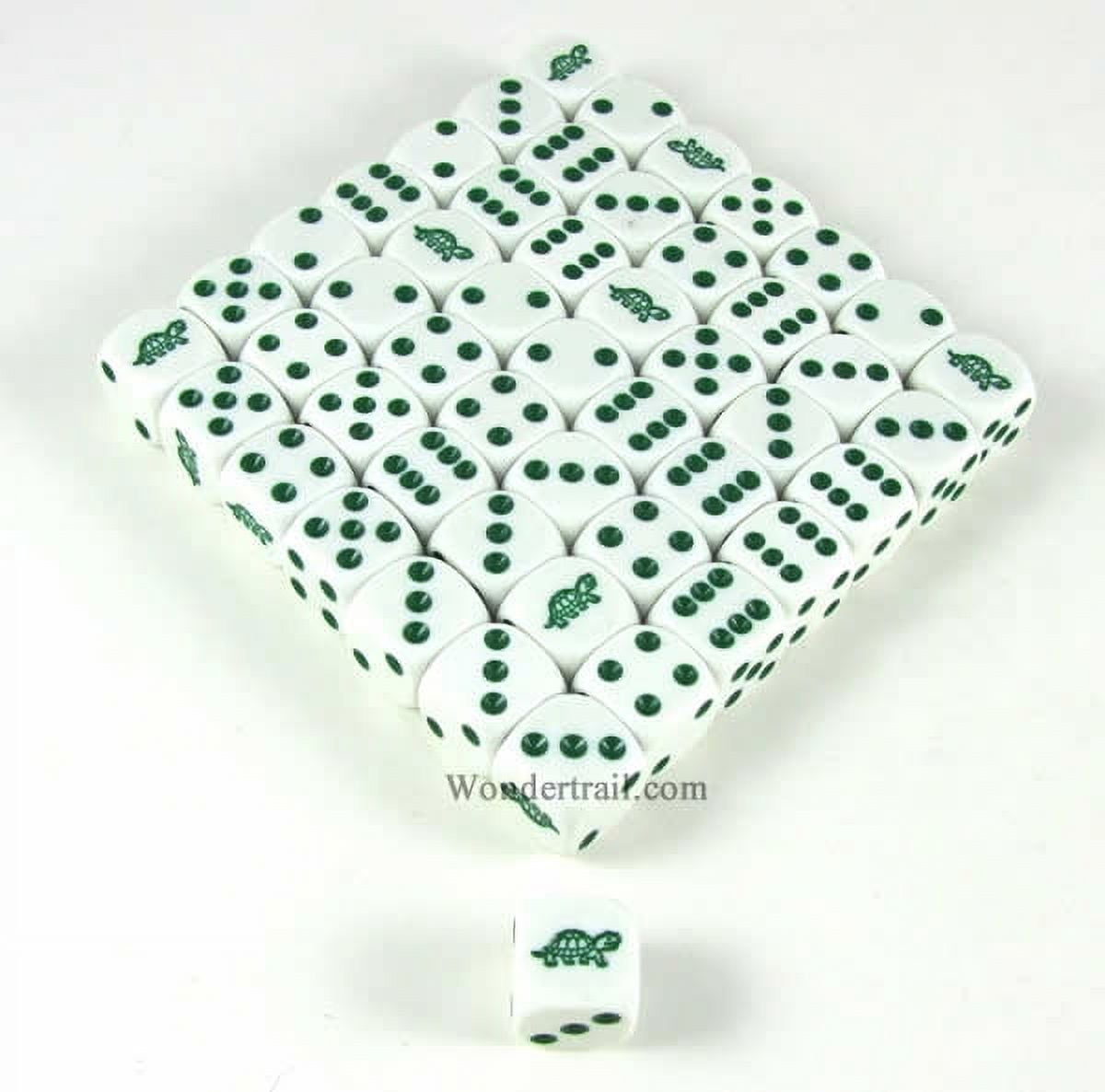 Turtle Dice White Opaque with Green Pips D6 16mm (5/8in) Bulk Pack of ...
