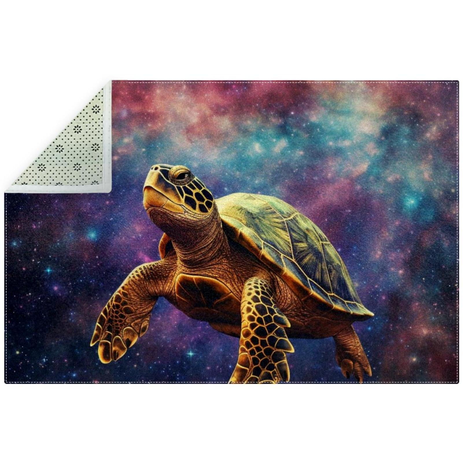 Turtle Elegant Gray Polyester Area Rug with Right-Angle Design for ...