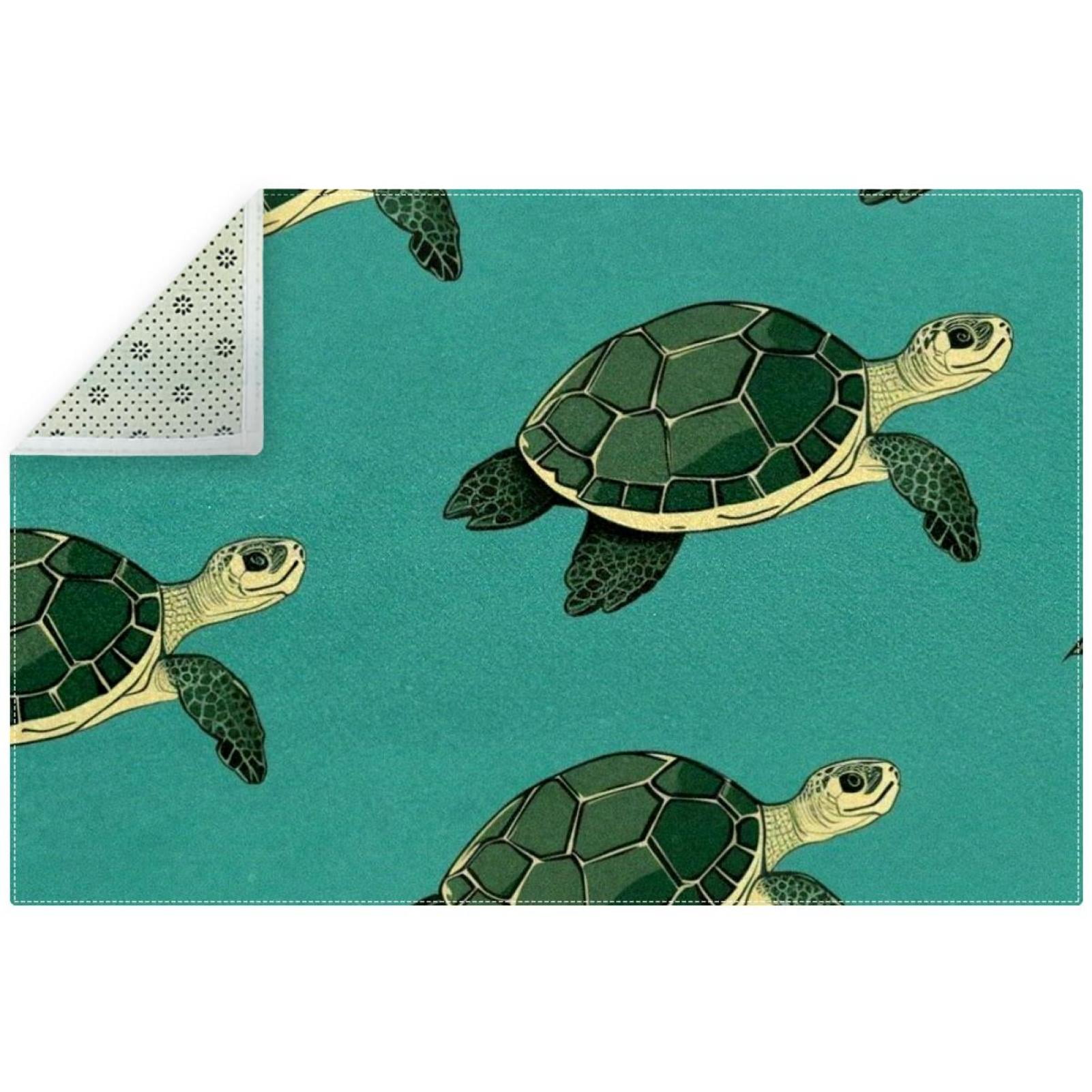 Turtle Elegant Gray Polyester Area Rug with Right-Angle Design for ...