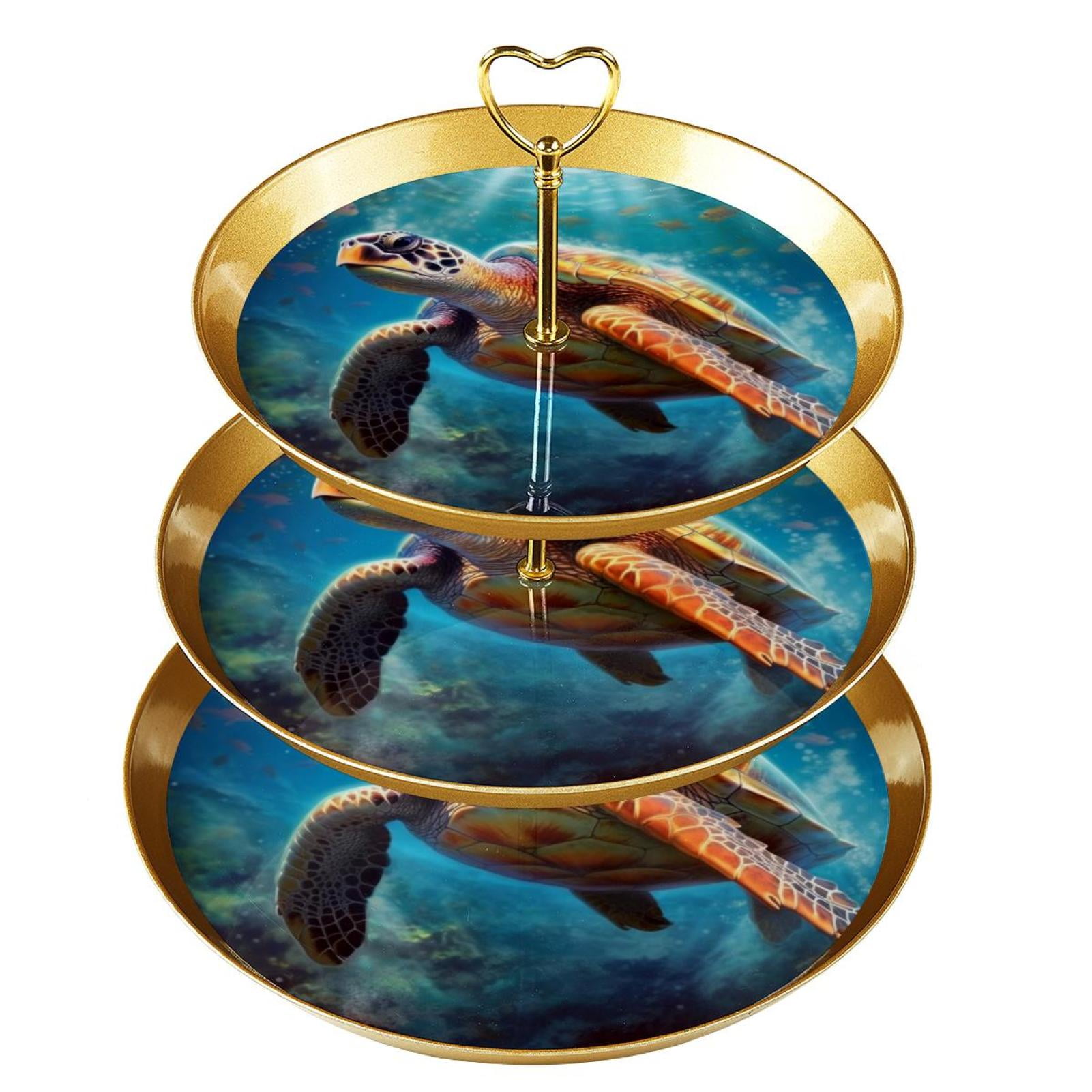 Turtle Elegant Plastic Discs Cake Holder with Iron Pillars | Dessert ...