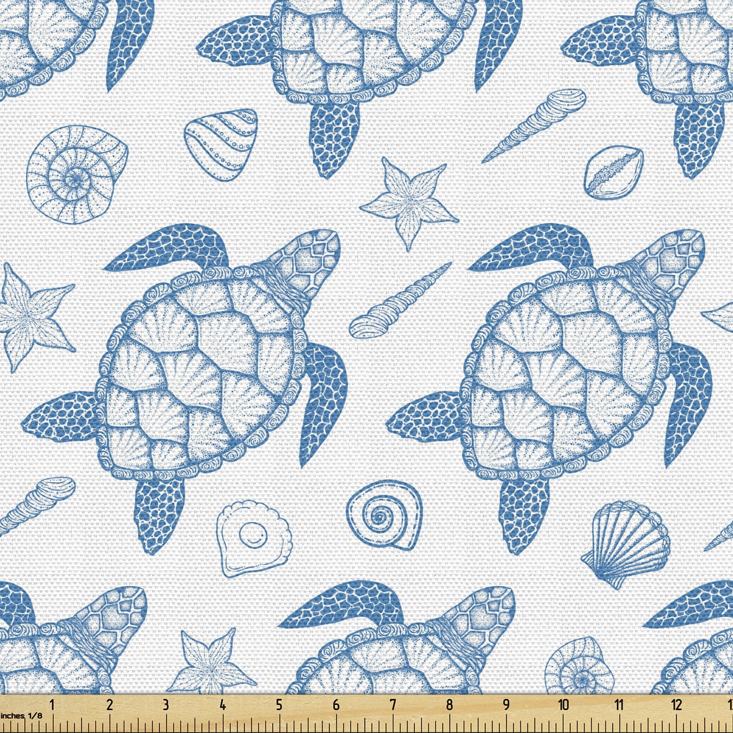 Ambesonne Turtle Fabric by the Yard Upholstery, Underwater Fauna Motif ...