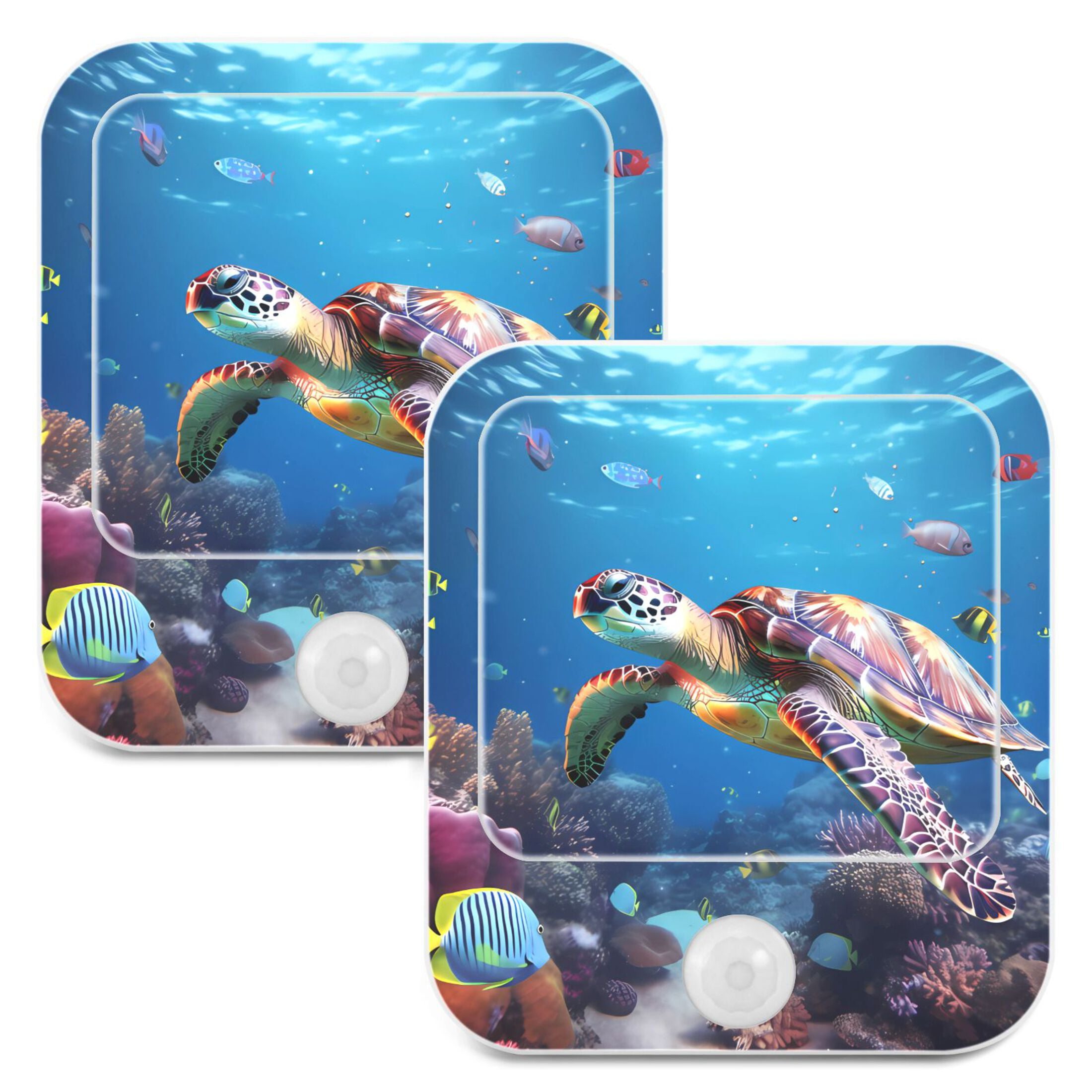 Turtle Fish Sea Coral Night Lights Plug into Wall LED with Auto Light ...