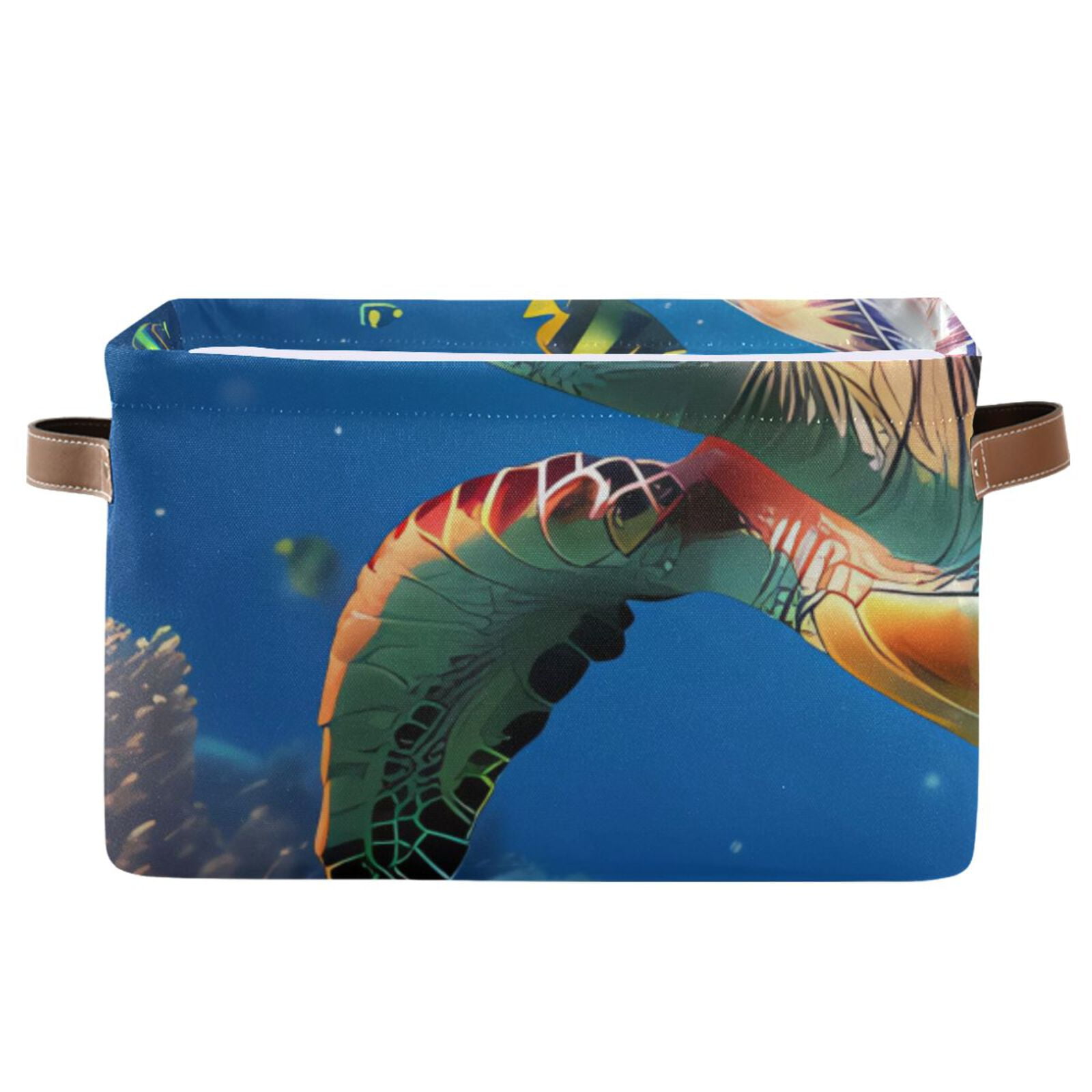 Turtle Fish Sea Coral Storage Bins Baskets With Handles Storage Box ...