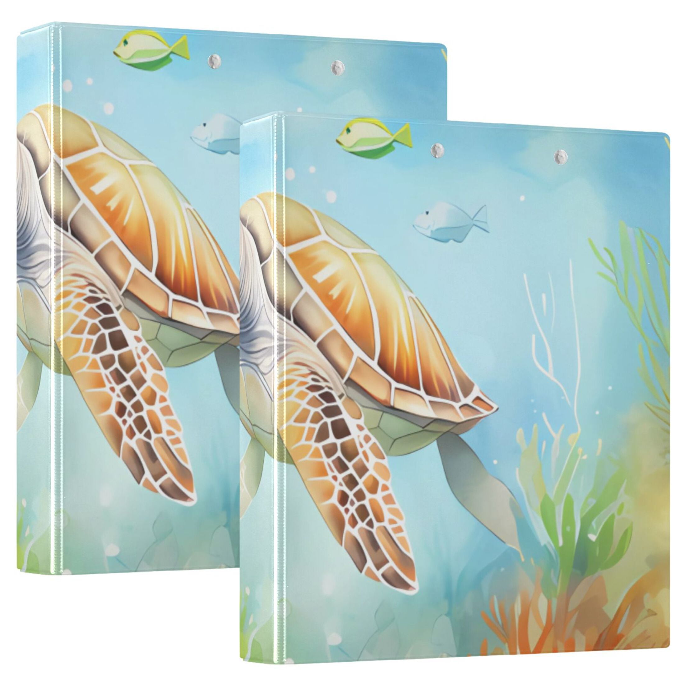Turtle Fish Sea Waterweed 3 Ring Binders 1.5 inch Hardcover File ...