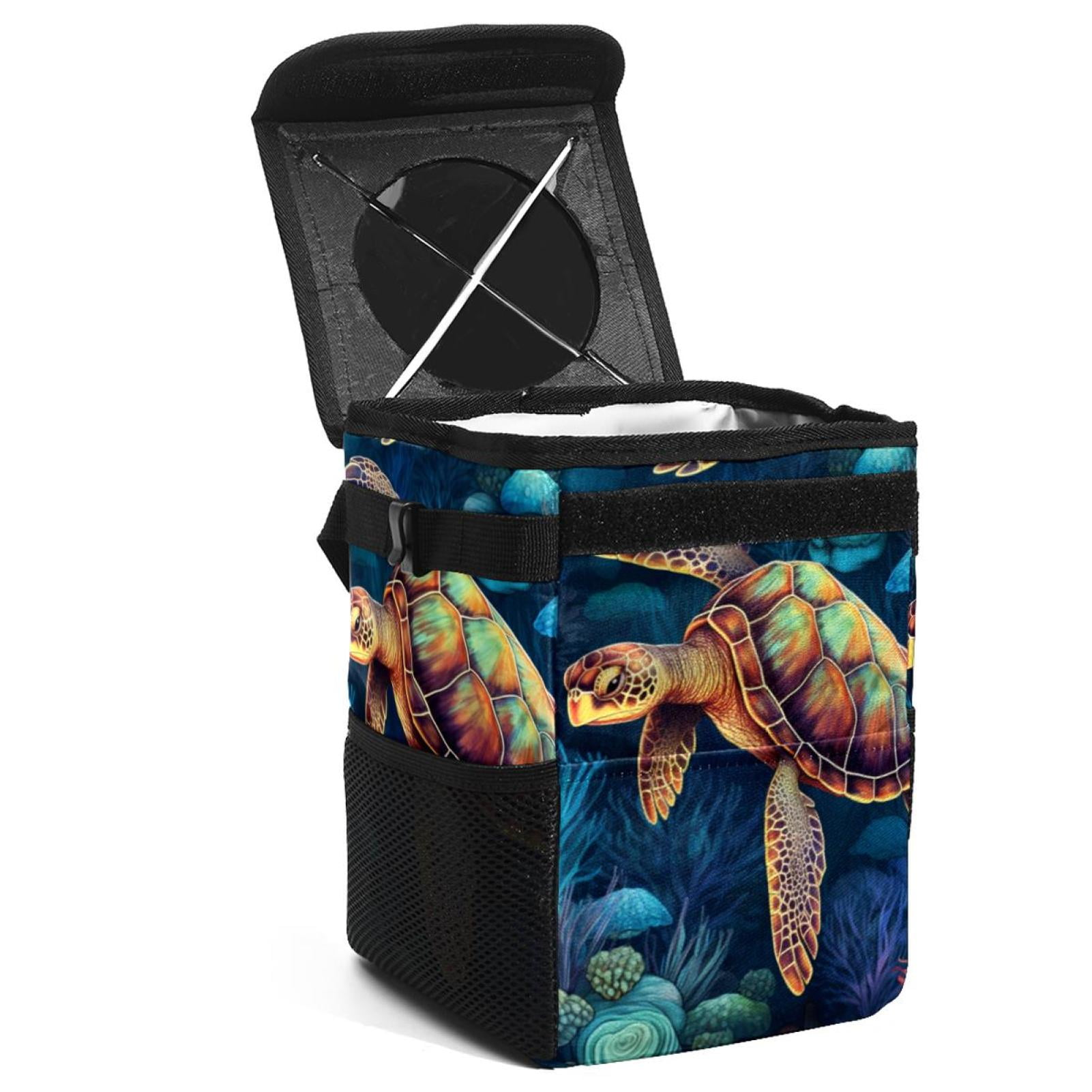 Turtle Foldable, with Lid, Leak-proof, Hanging Car Trash Can Garbage ...