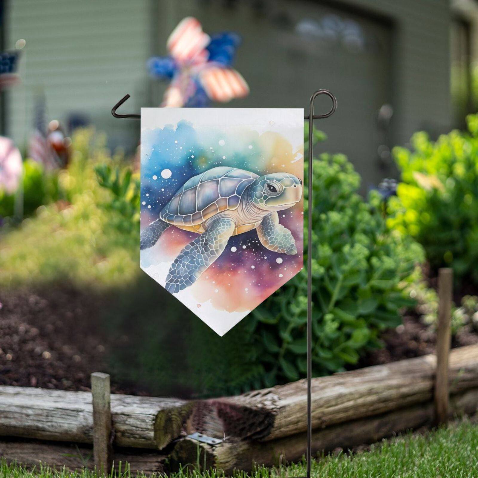 Turtle Garden Flag 18" x 12.5" Double Sided Yard Lawn Outdoor Decor ...
