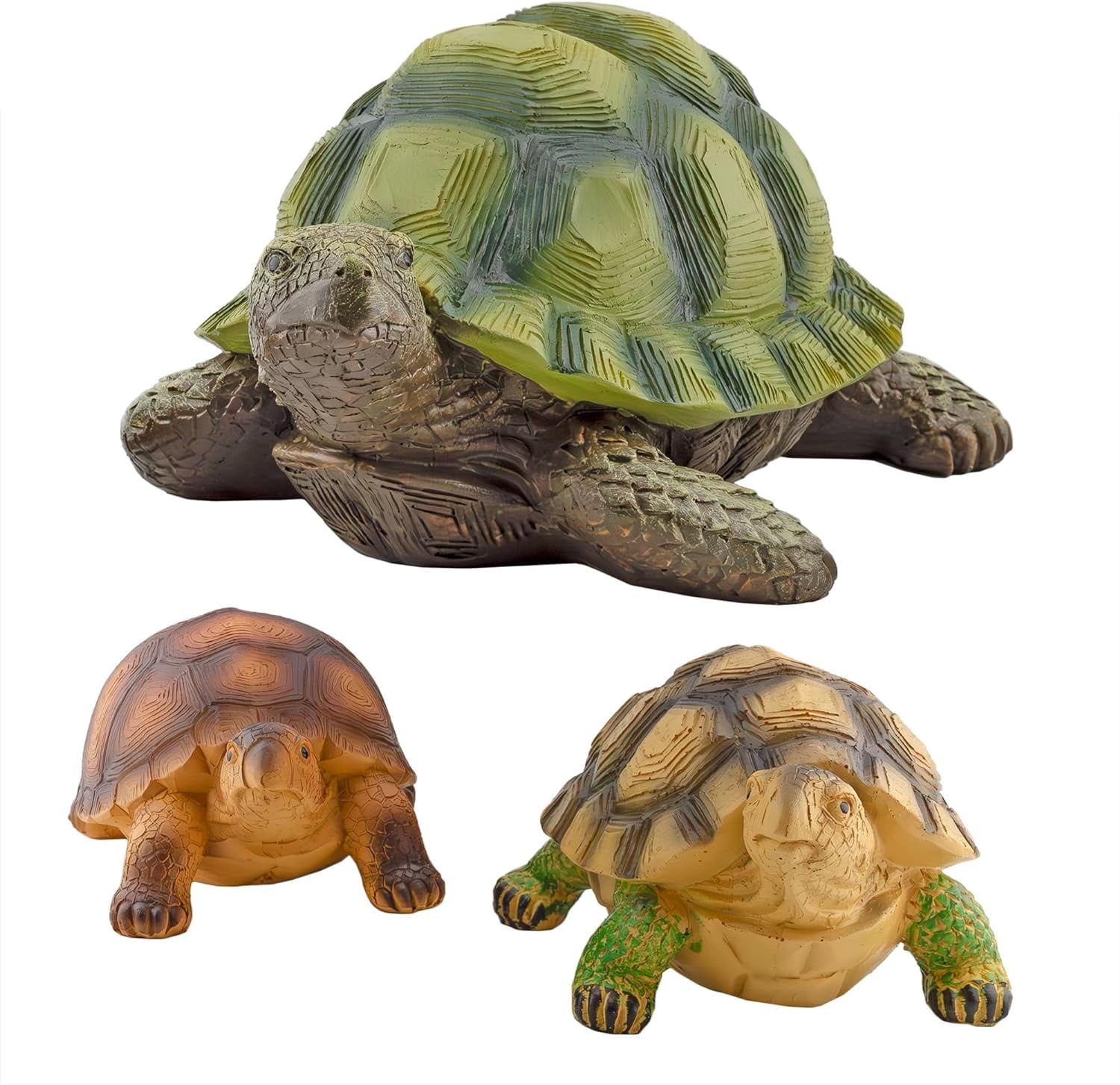 Turtle Garden Statues (Set of 3); Lifelike Tortoise Yard Decor ...