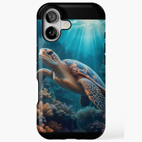 Turtle Gliding Through Coral Reef Vibrant Marine View with iPhone 17 to ...