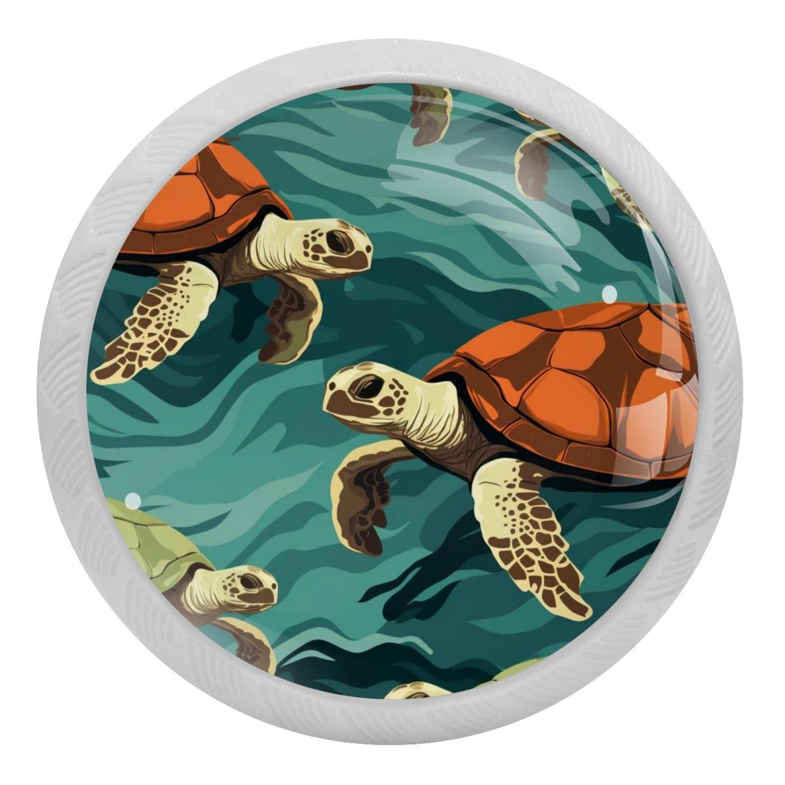 Turtle Glow-in-the-Dark Fluorescent Drawer Pulls 4-Pack with Screws ...
