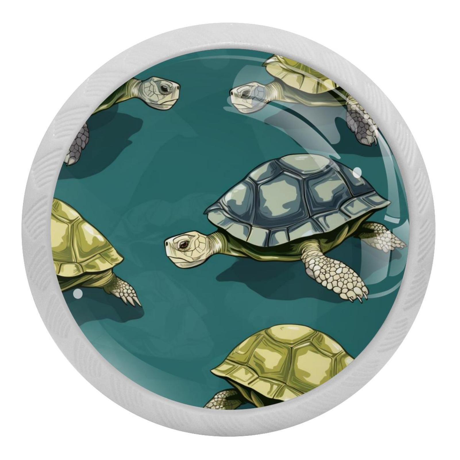 Turtle Glow-in-the-Dark Round Drawer Pulls, 4-Pack - Fluorescent ...