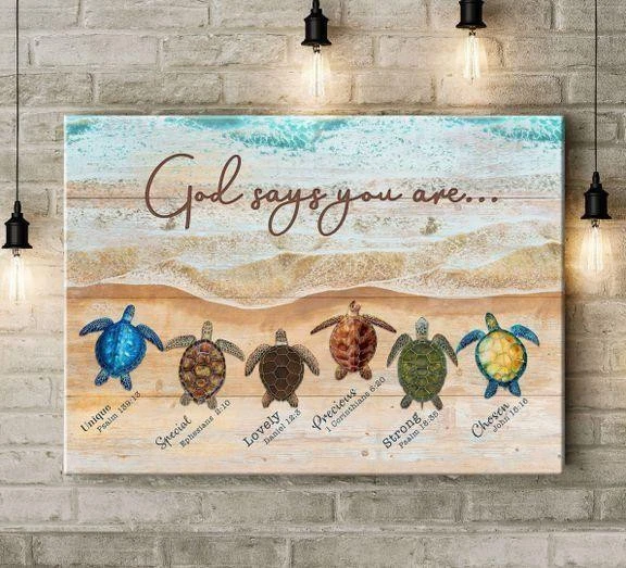 Turtle - God Says You Are - Jesus Landscape Poster, Print - Wall Art NO ...