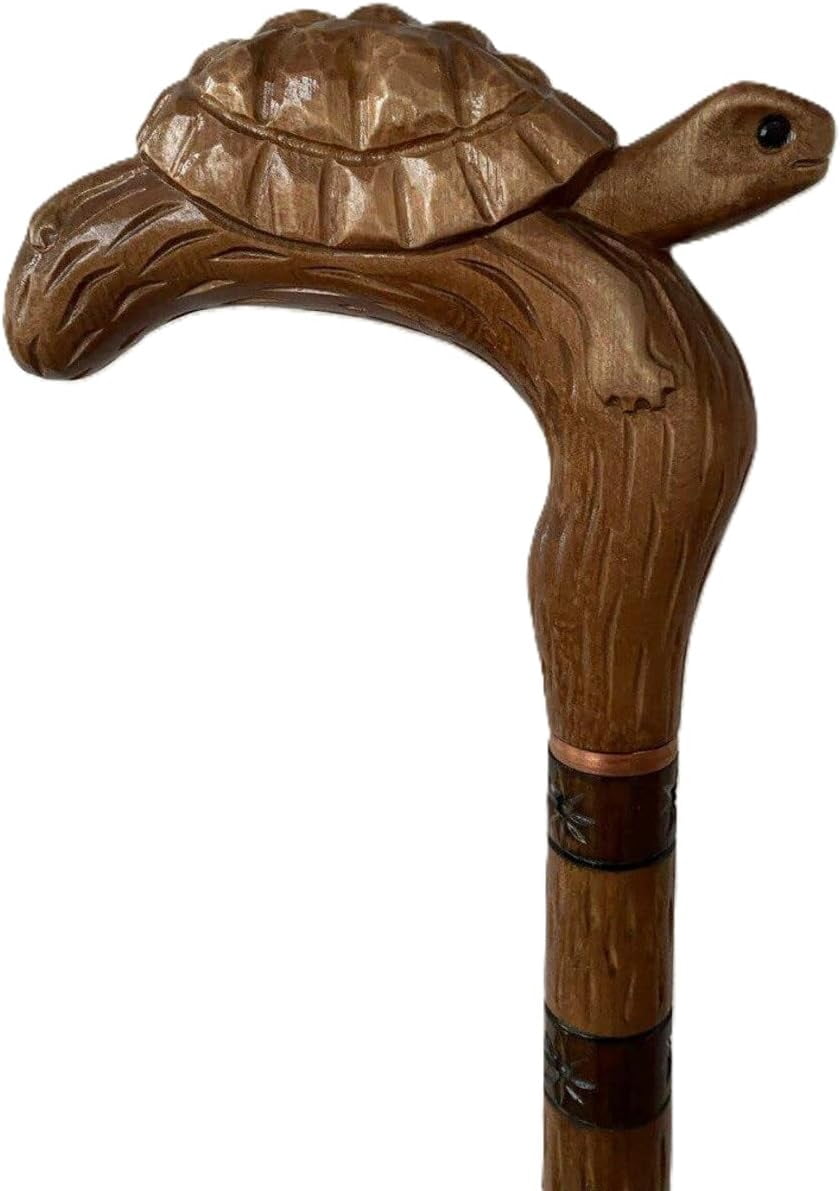 Turtle Head Hand-Carved Head Designer Walking Cane - Wooden Hand Carved ...