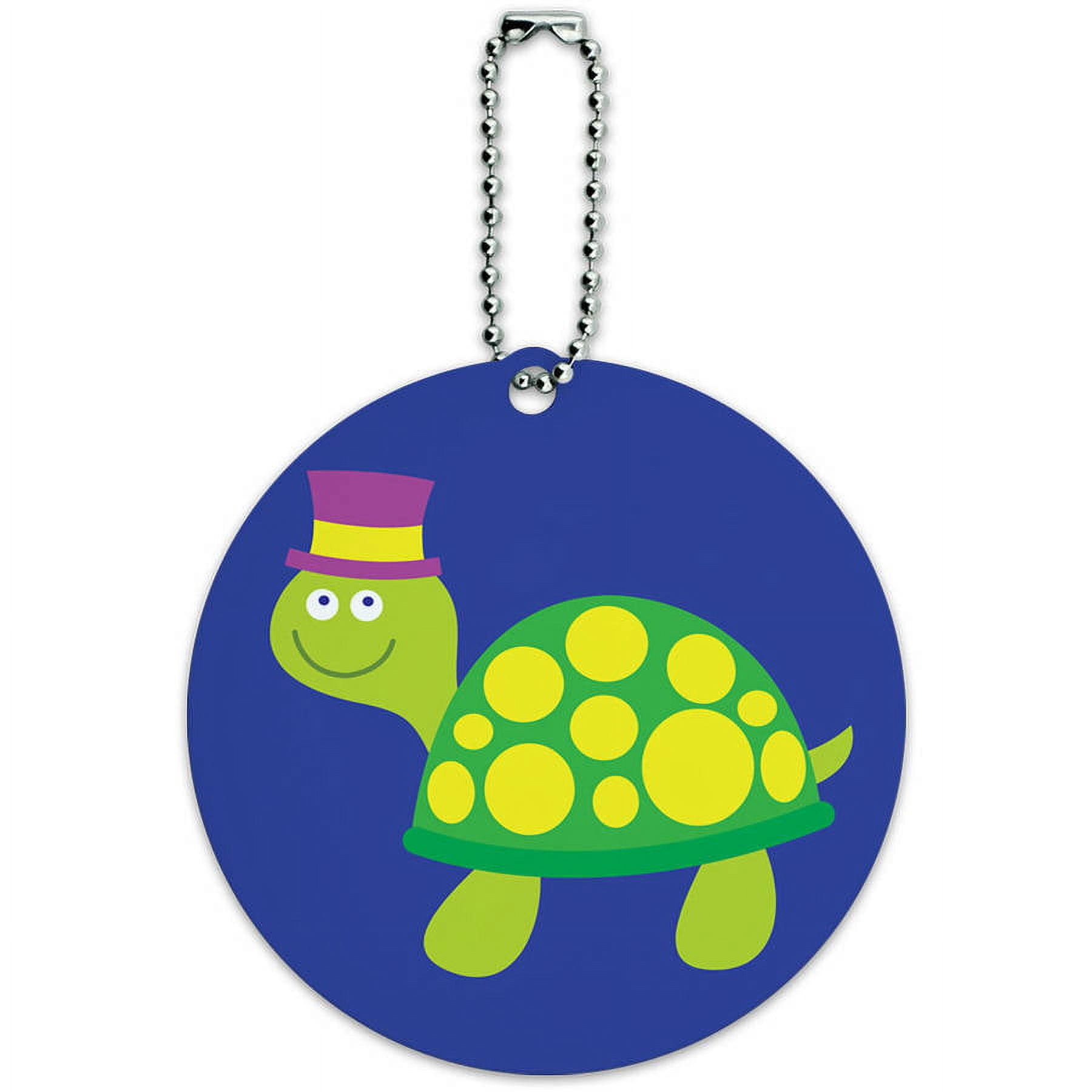 Turtle In A Top Hat Round Luggage ID Tag Card for Suitcase or Carry-On ...
