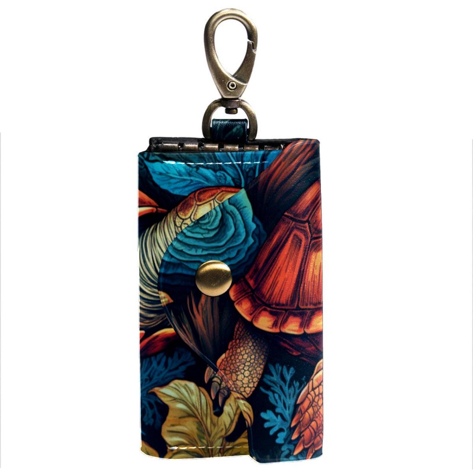 Turtle Key Holder Wallet with 6 Hooks, Side Pockets, and ID Card Slot ...