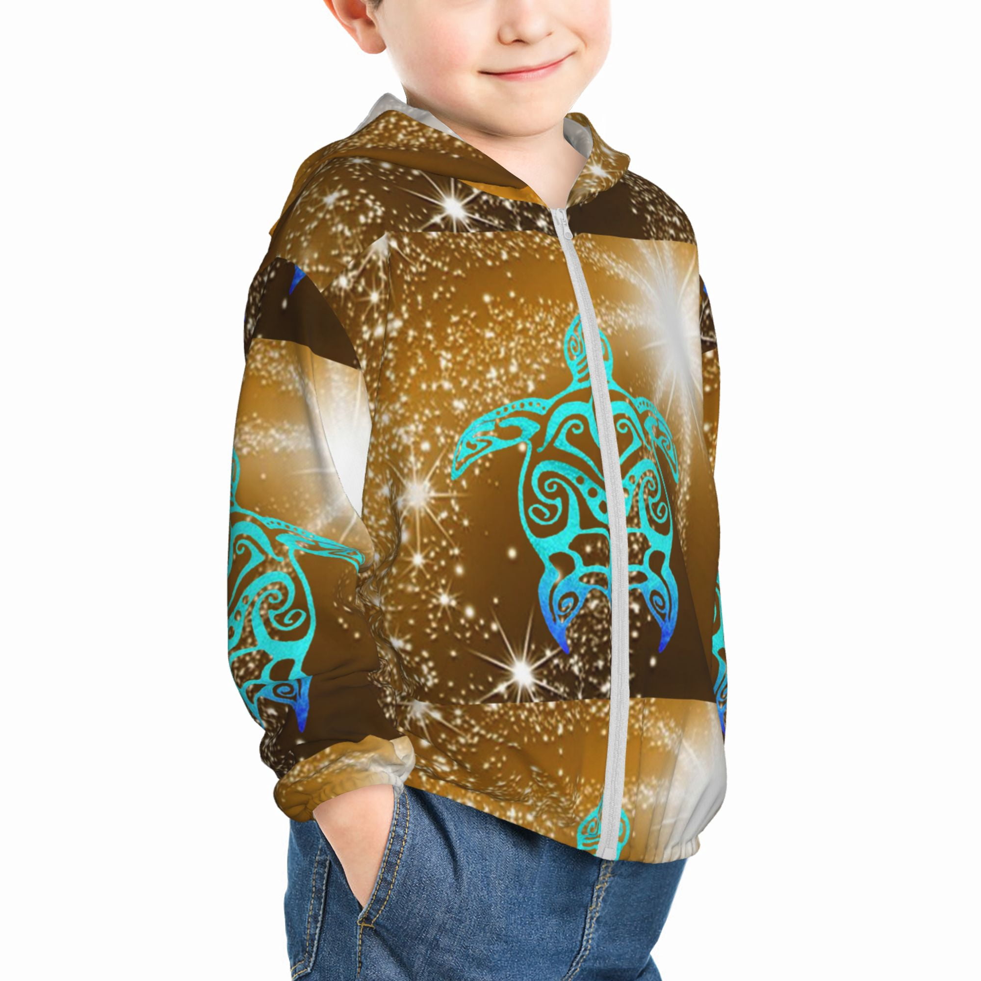 Turtle Kids Zip-Up Hoodie Girls Boys Sun Protection Jacket Hooded ...