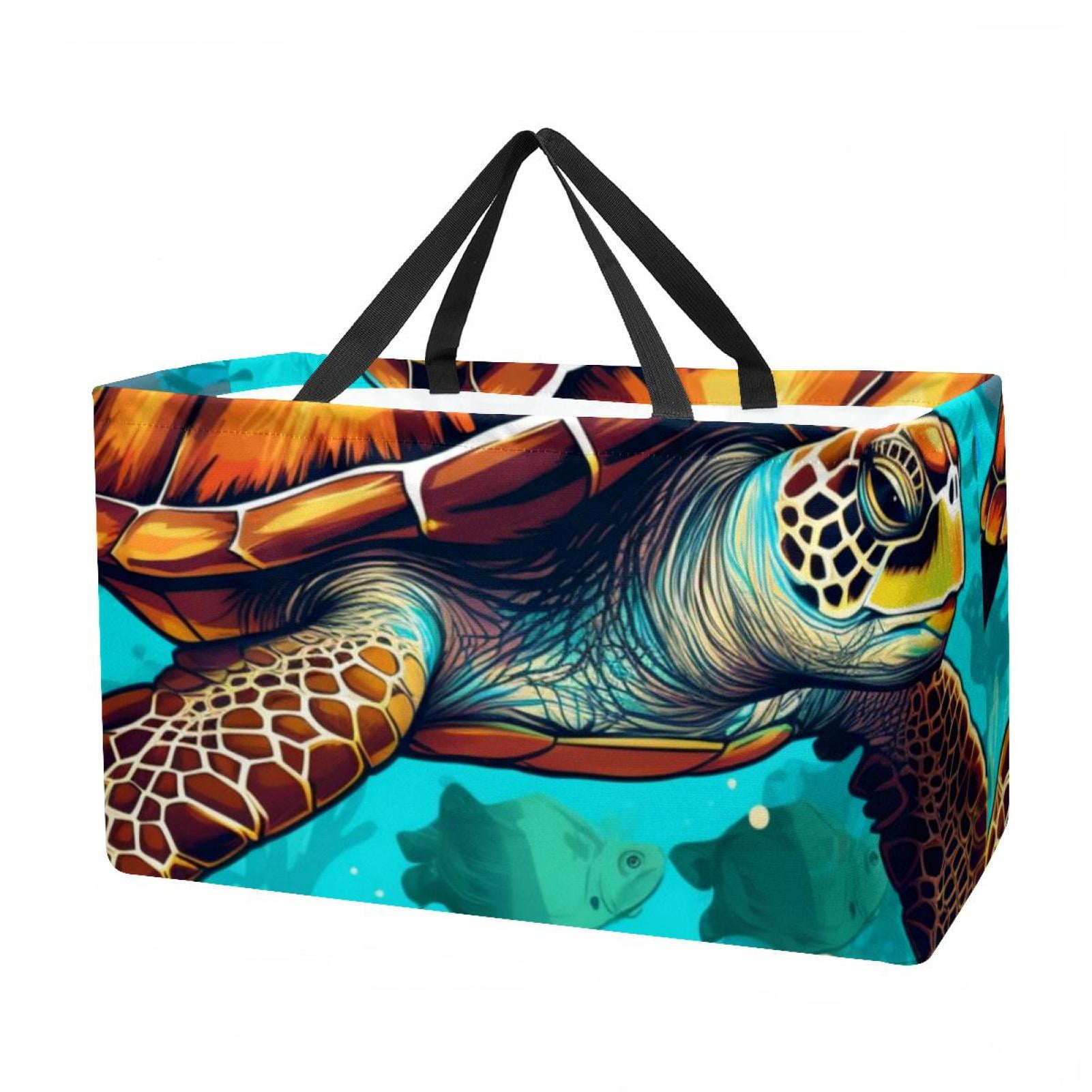 Turtle Large Capacity Reusable Foldable Storage Basket and Grocery Bags ...