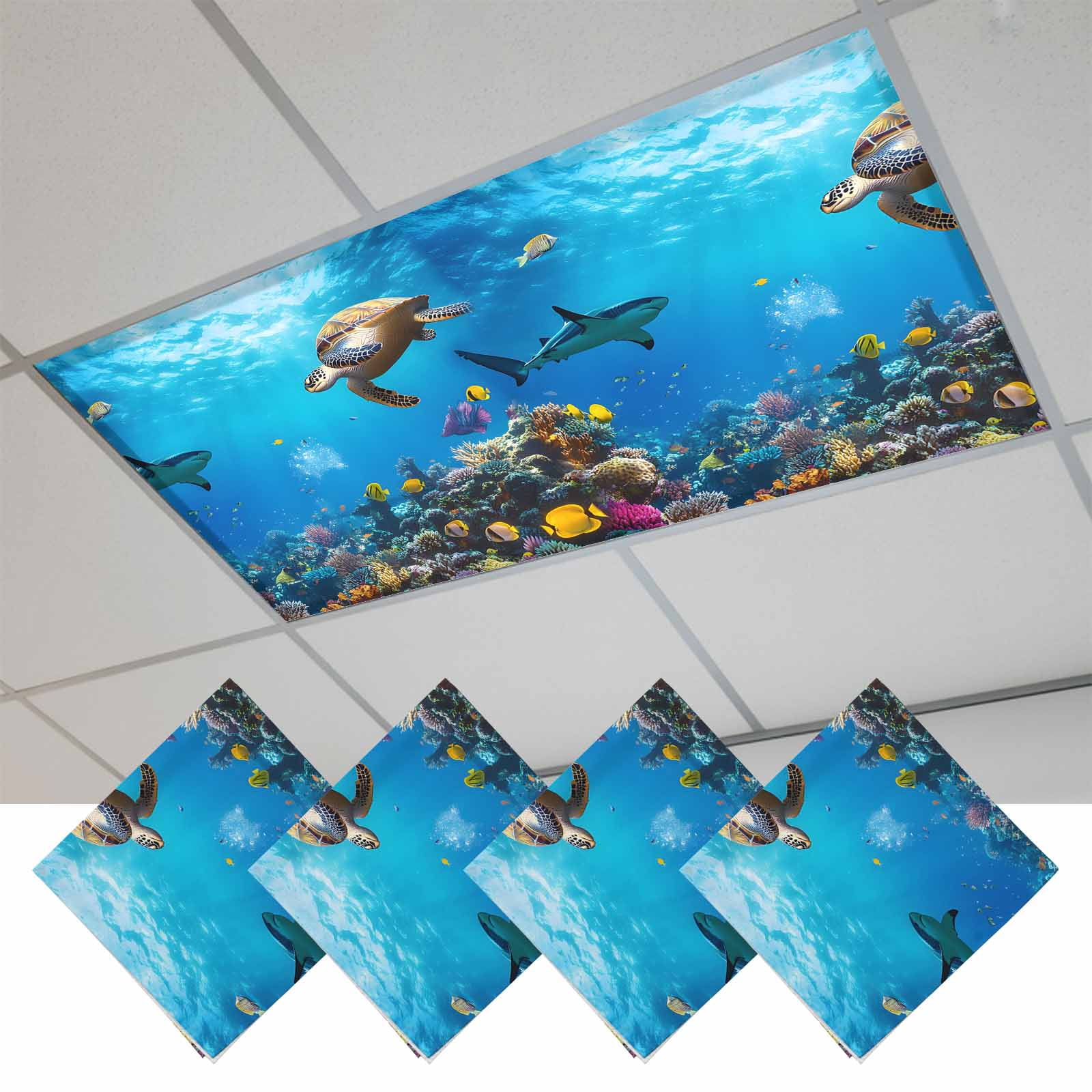Turtle Magnetic Fluorescent Light Covers for Ceiling Lights 2x4Ft,Blue ...