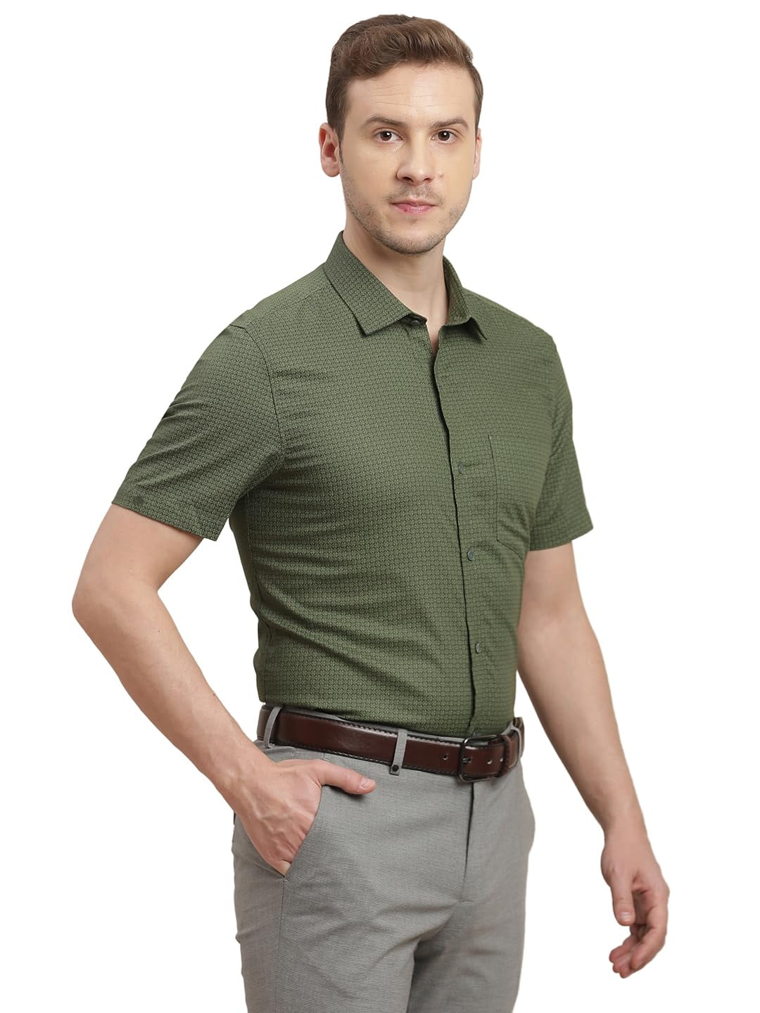 Turtle Men Green Slim Fit Printed Pure Cotton Formal Shirt - Walmart.com