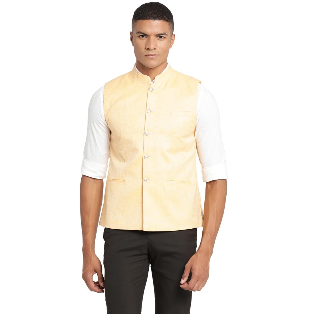 Turtle Men Poly Cotton Cream Solid Formal Nehru Jacket - Walmart.com