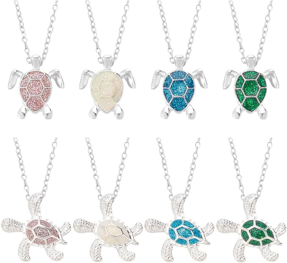 Turtle Necklace 8 PCS Sea Turtle Necklaces for Women Statement Beach ...