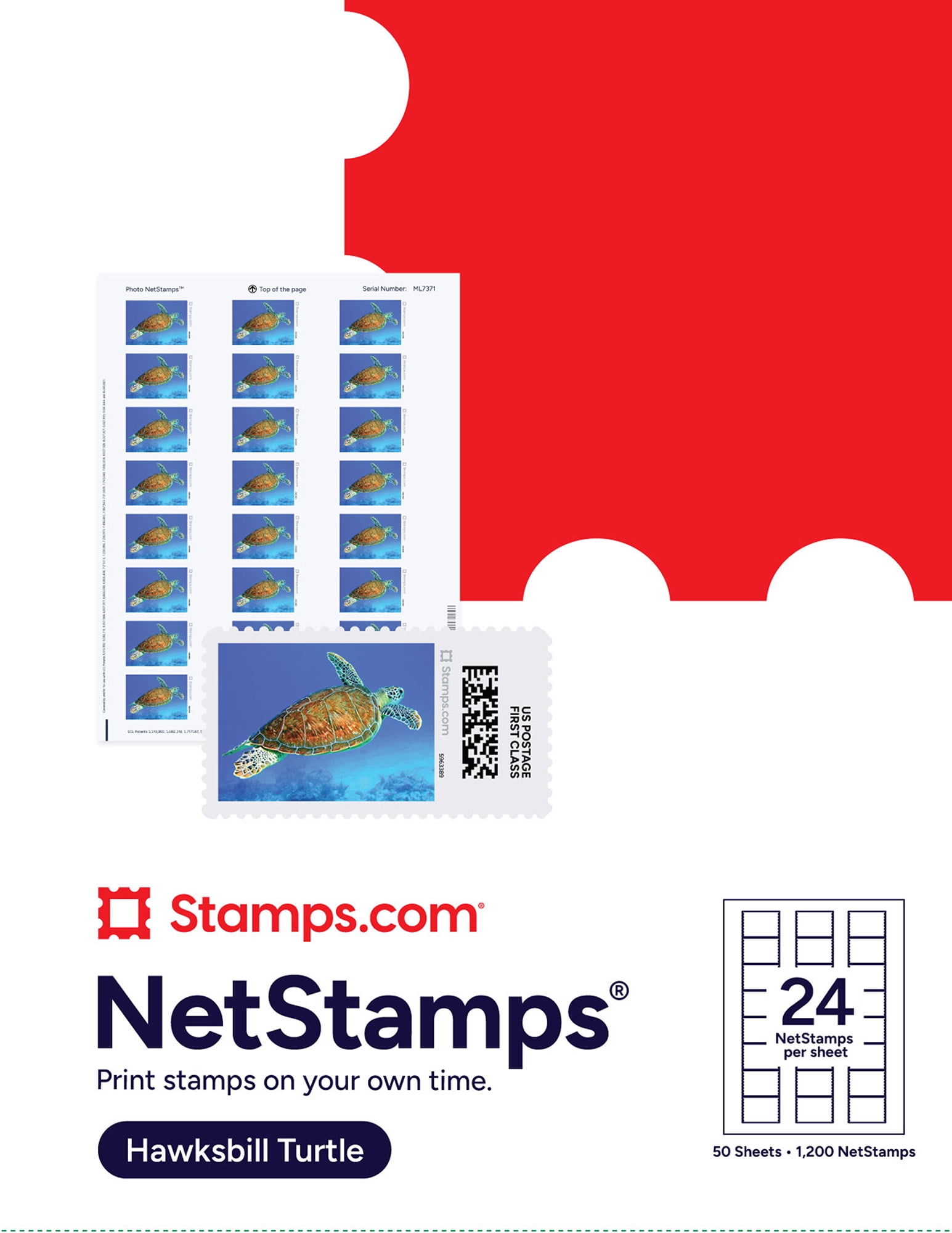 Turtle NetStamps 1200 ct - Blank Postage Labels- NOT Forever Stamps ...