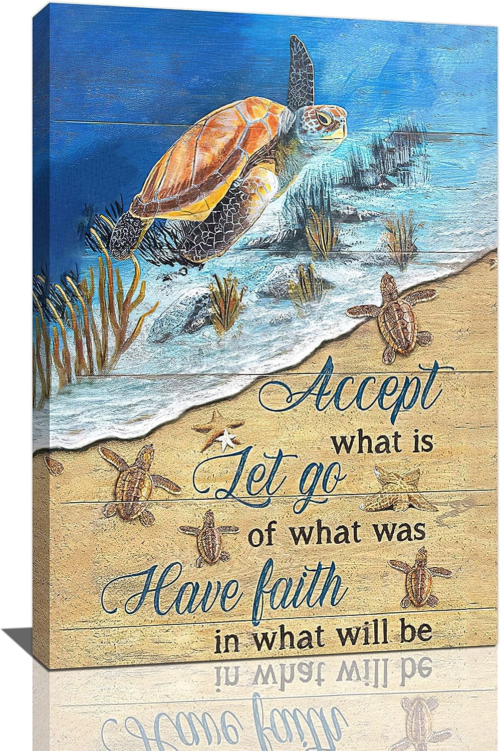 Turtle Ocean Wall Art Inspirational Quotes Pictures Decor Starfish ...