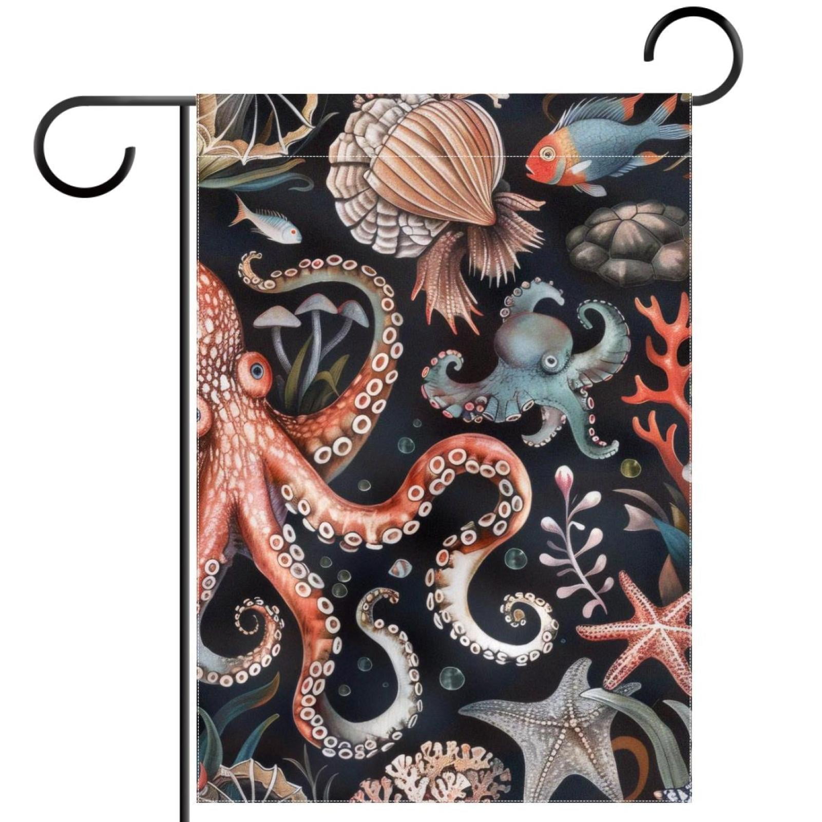 Turtle Octopus Seahorse Coral Sea Star Conch Pattern Decorative Garden ...