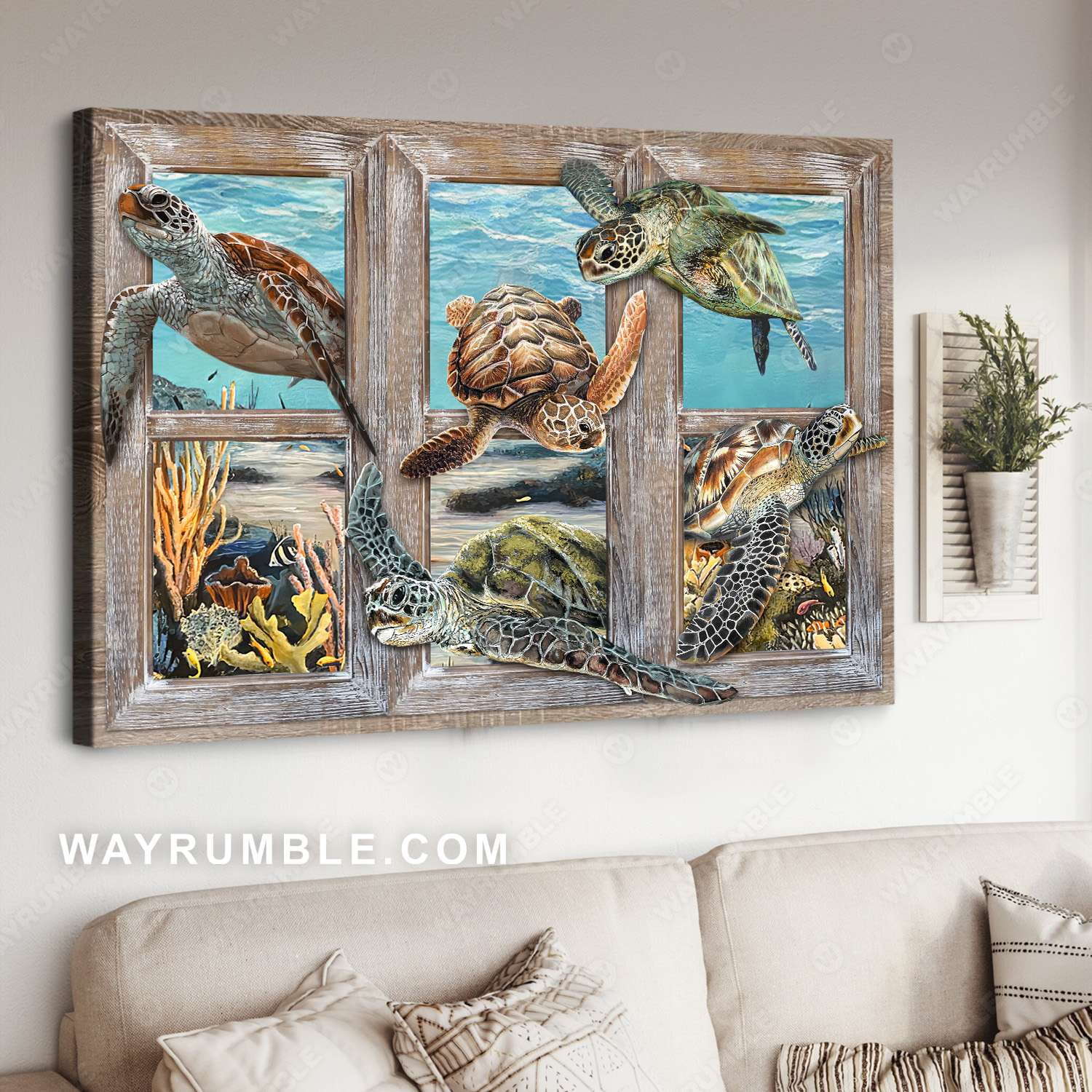 Turtle Painting, Window Frame, Ocean World, Beautiful Coral Reef ...