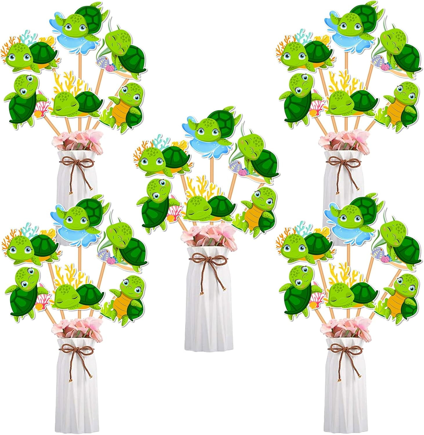 Turtle Party Decorations, 24pcs Sea Turtle Table Centerpieces Sticks ...