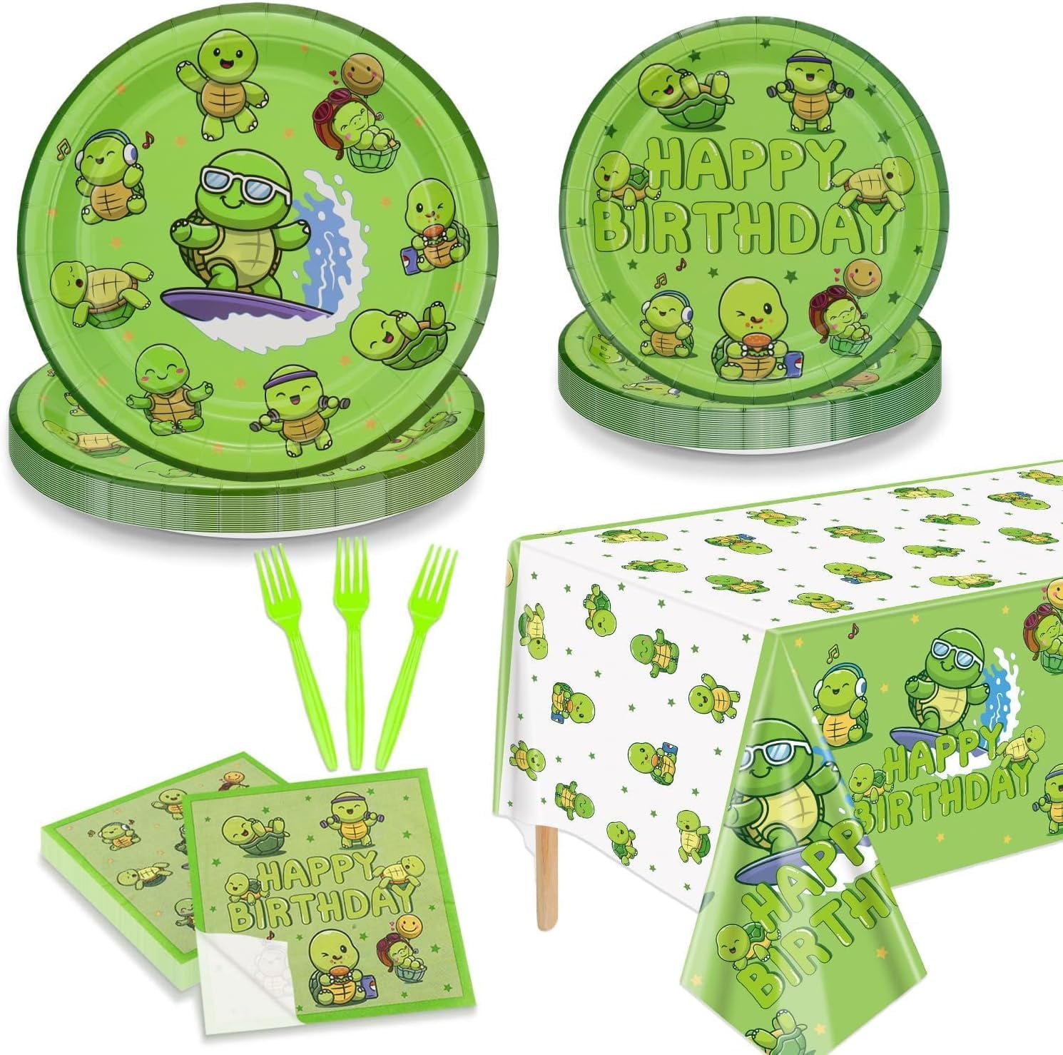Turtle Party Decorations - 81Pcs Cute Turtle Birthday Decorations ...