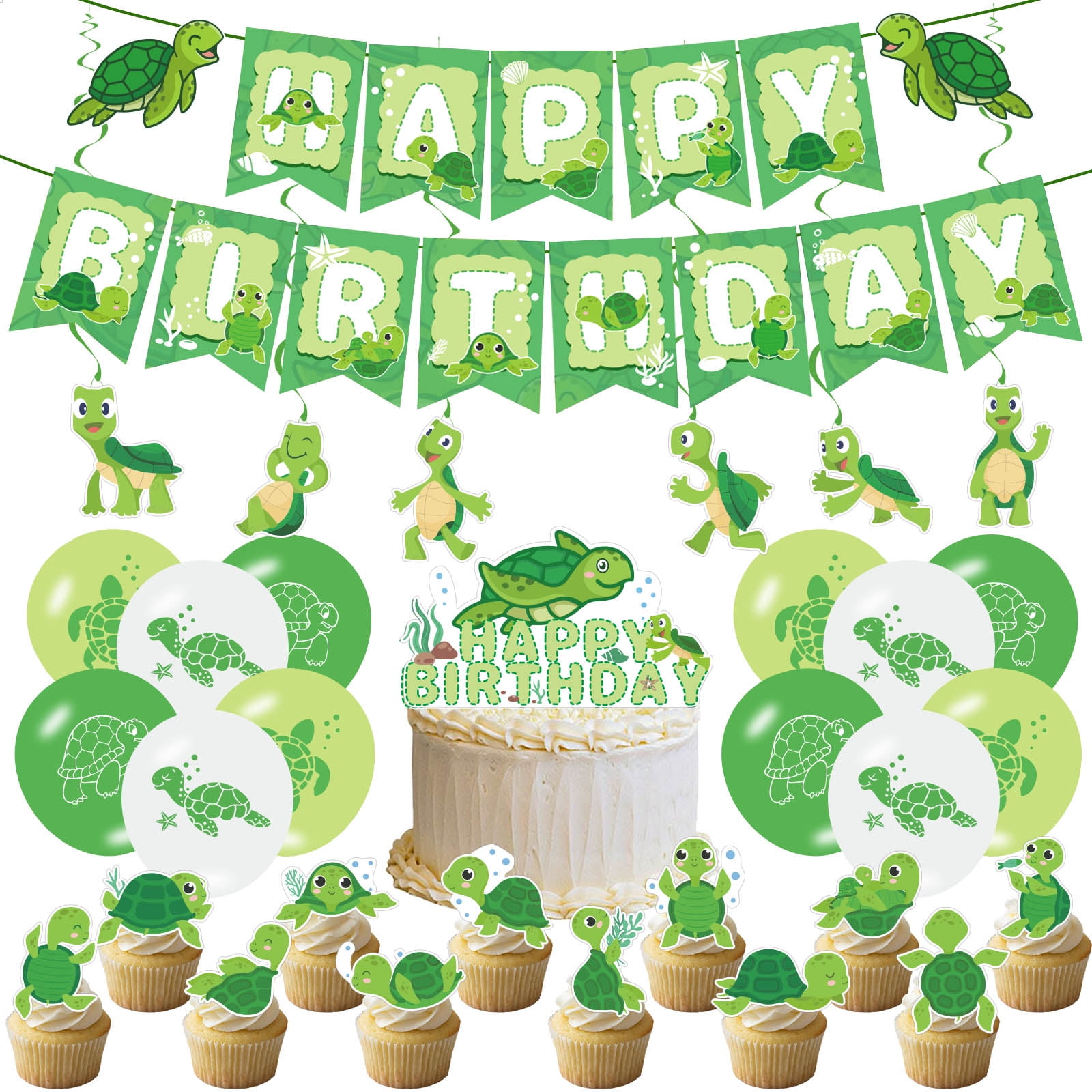 Turtle Party Decorations, Cute Turtle Party Supplies with Birthday ...