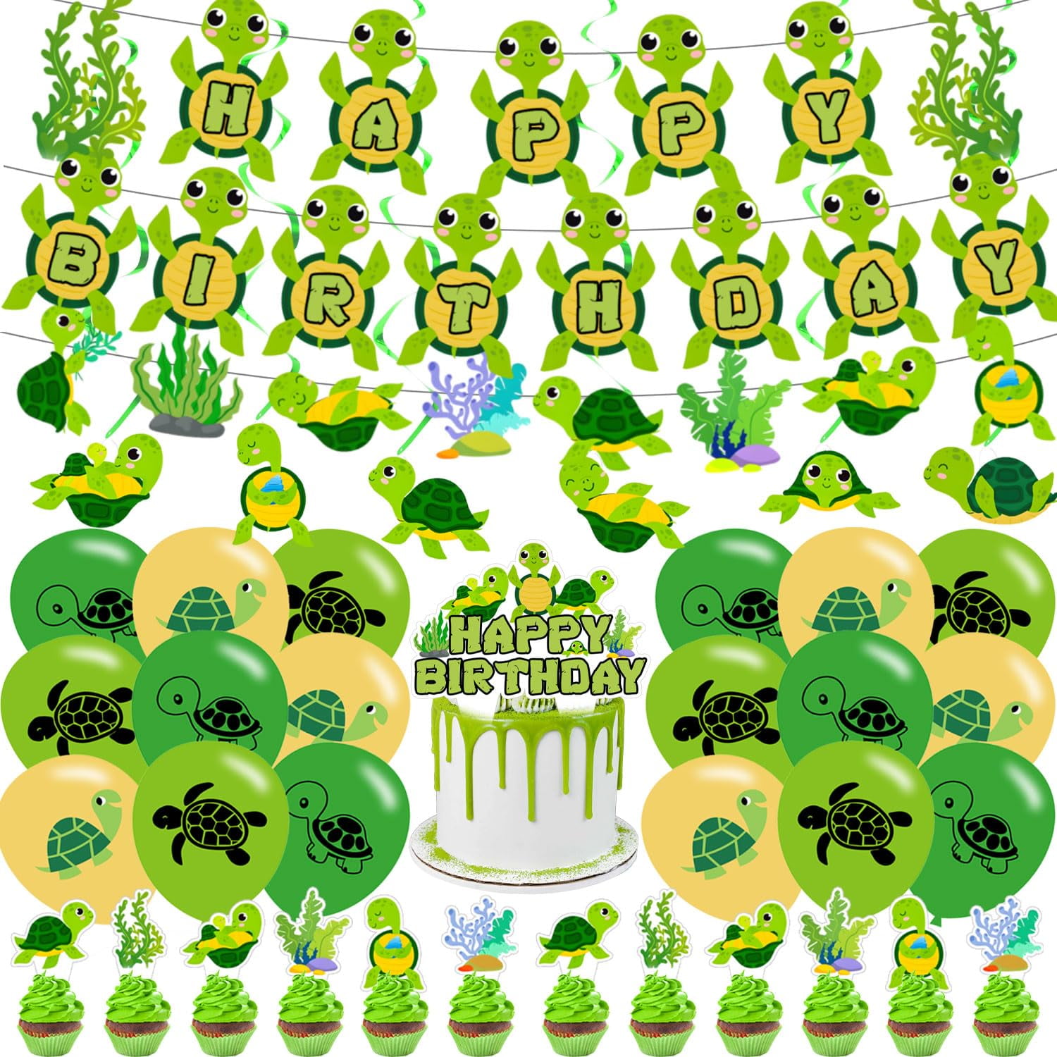 Turtle Party Decorations, PriNst Cute Turtle Birthday Party Supplies ...