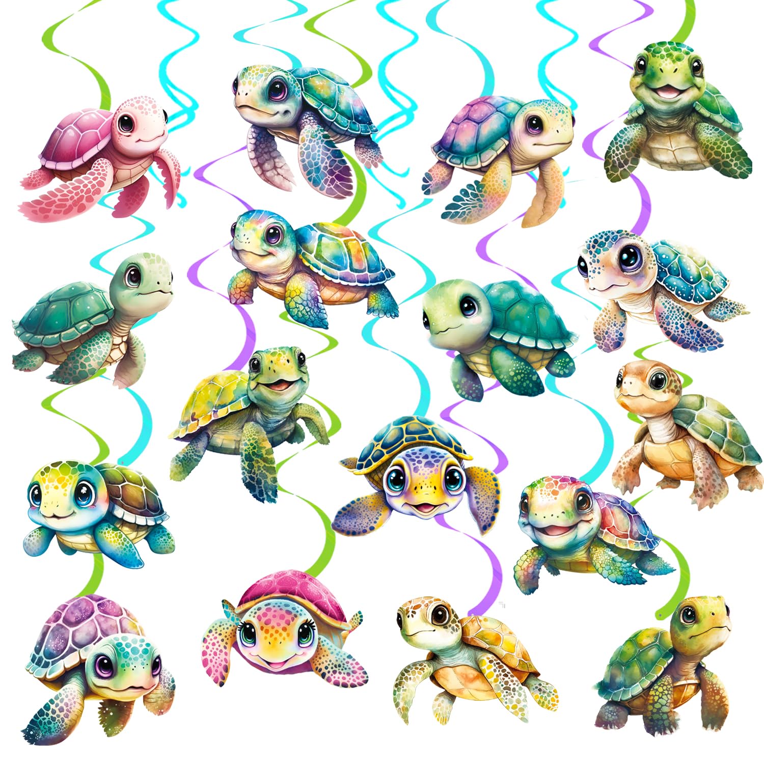 Turtle Party Hanging Swirls 20PCS Sea AFN1Turtle Theme Ceiling Swirls Decorations Turtle ...