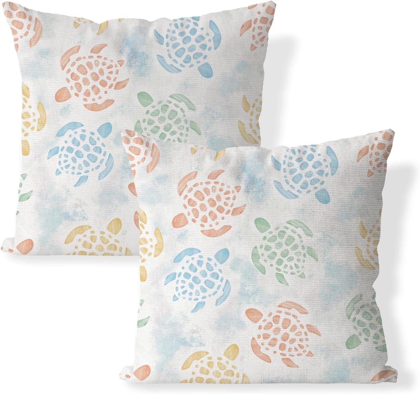 Turtle Pillow Covers 18x18 Inch Set of 2 Sea Animals Pattern Throw ...