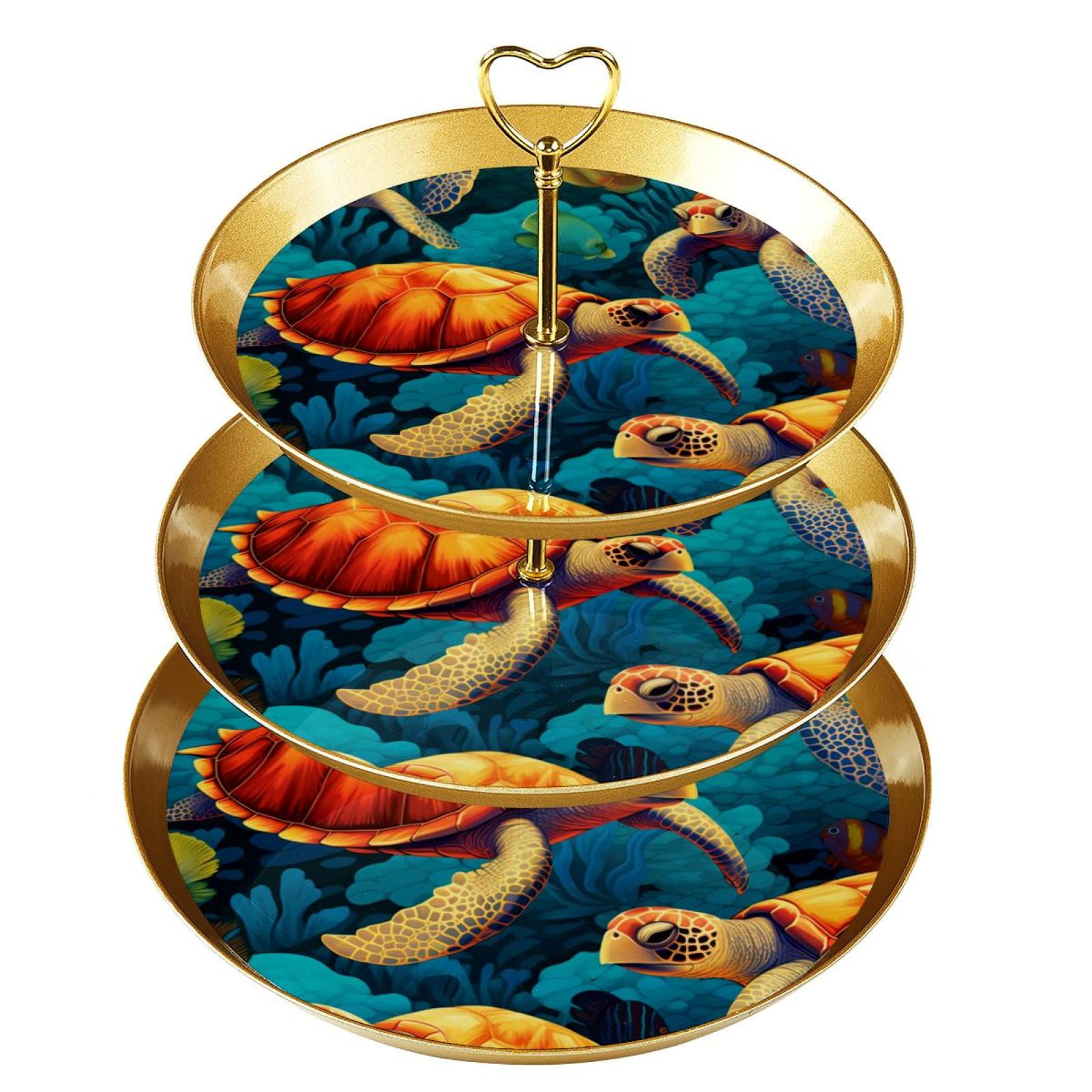 Turtle Plastic Discs Iron Pillar Jewelry Organizer Stand with 3 ...