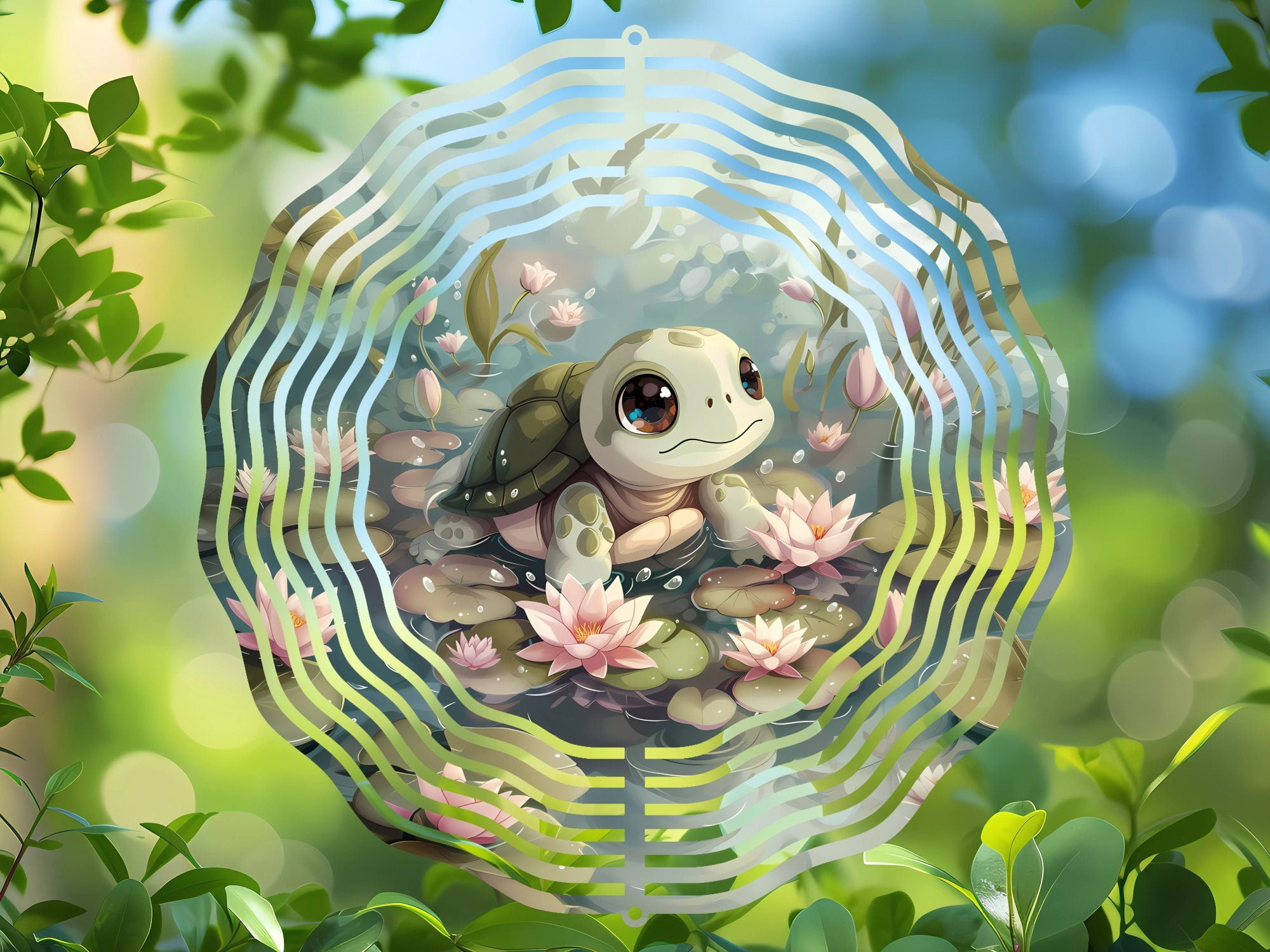 Turtle Pond 3D Wind Spinner, Kinetic Stainless Steel Hanging Tranquil ...