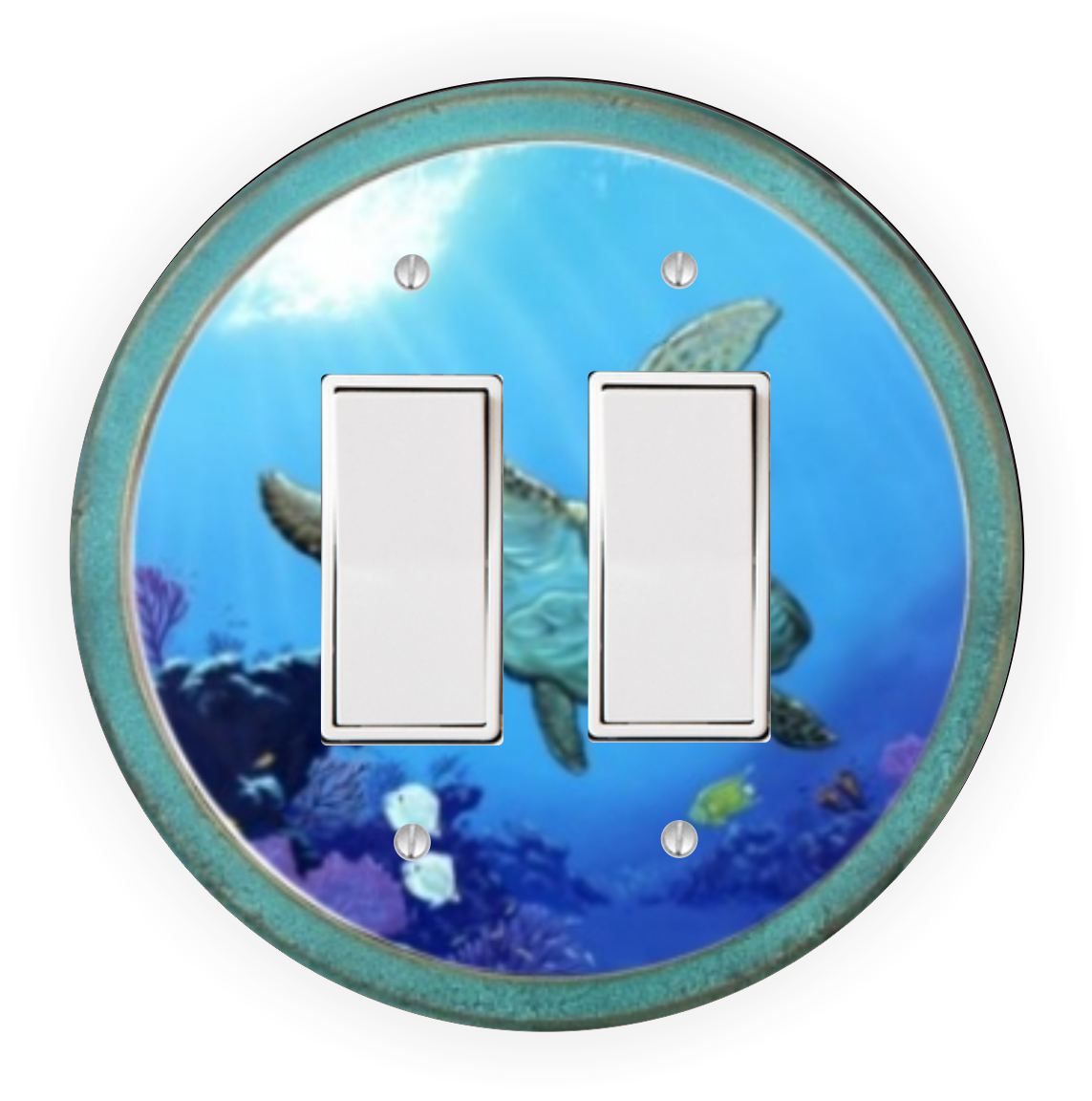 Turtle Porthole Design - Round Light Switch Plate Cover - Double Rocker ...