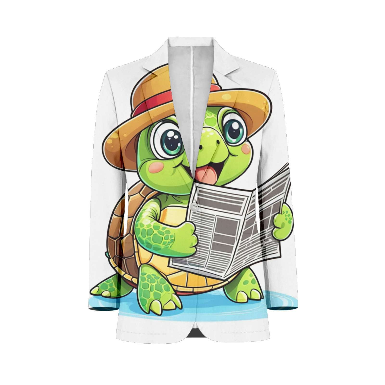 Turtle Reading Newspaper Customized Men's Suits full man Shawl Collar ...