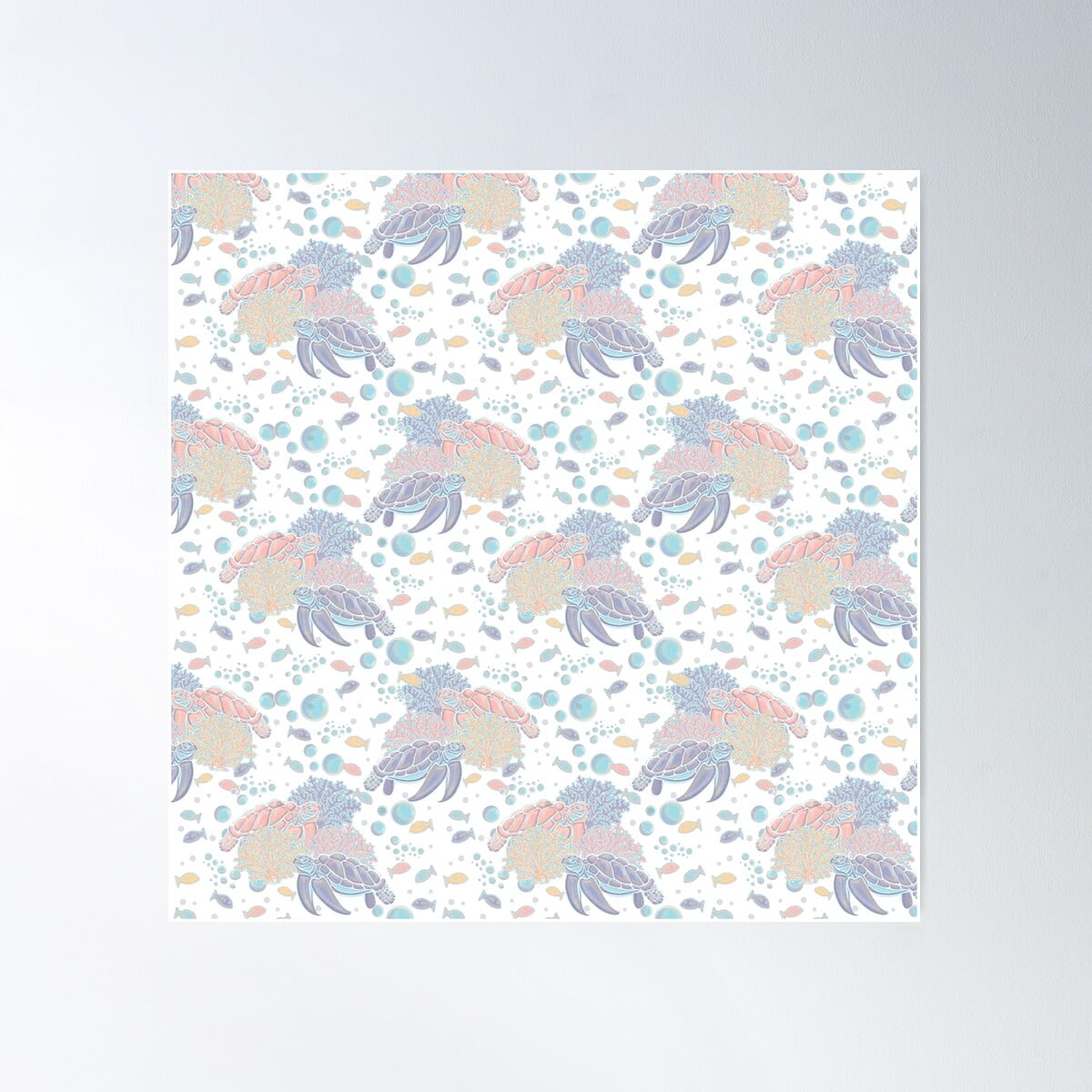 Turtle Reef Pattern, Fun Under The Sea Poster Wall Art, Modern Wall ...