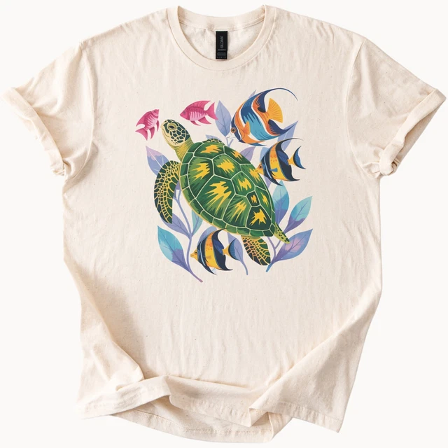 Turtle Reef TShirt Ocean Graphic Tee Sea Life - Walmart.com