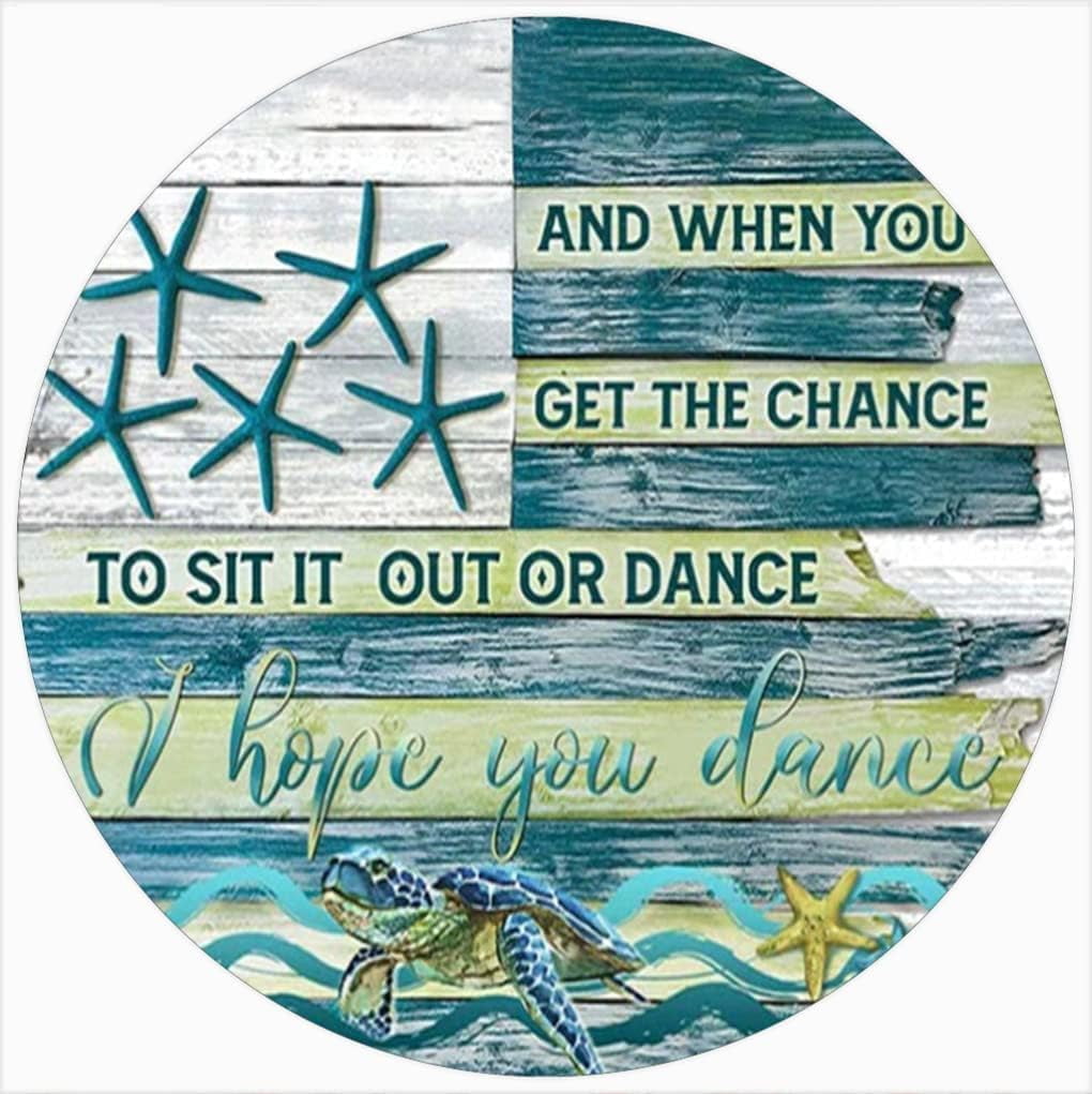 Turtle Round Metal Tin Sign, Ocean Art, Beach House Wall Art, I Hope ...