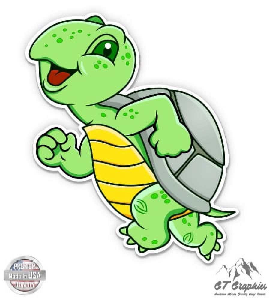 Turtle Running Cute - 12" Vinyl Sticker Waterproof Decal - Walmart.com