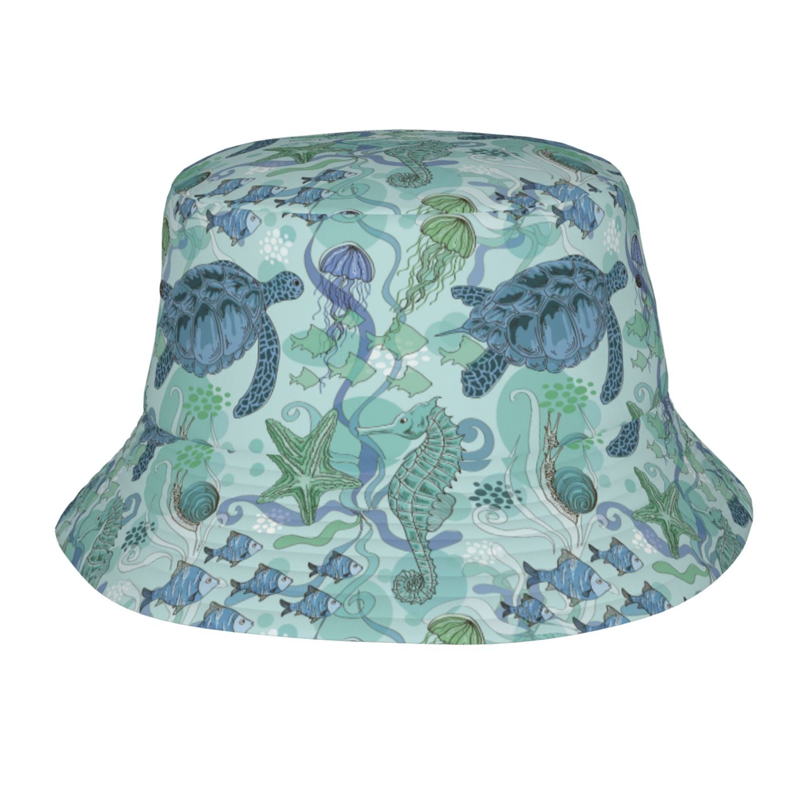 Turtle Seahorse Jellyfish Fish Starfish Bucket Hats for Men Women Beach ...