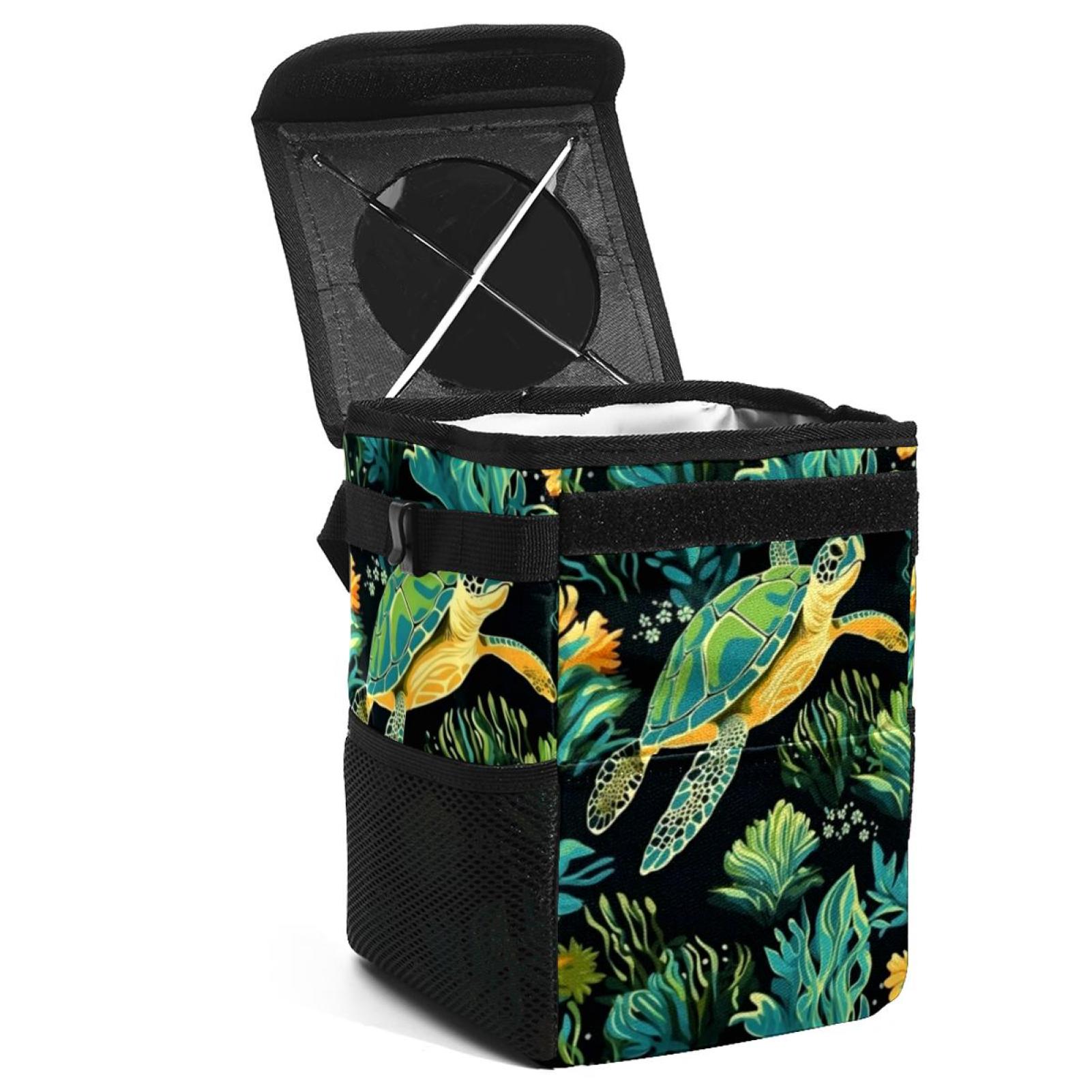Turtle Seamless Car Trash Can: Foldable with Lid, Leak-Proof, Hanging ...
